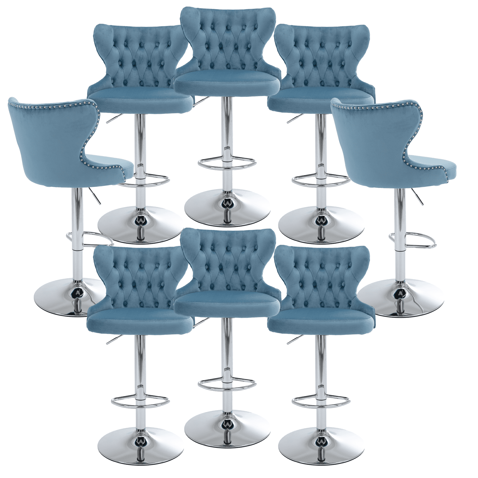 25-33 Inch Velvet Swivel Bar Stools with Back, Upholstered Adjustable ...