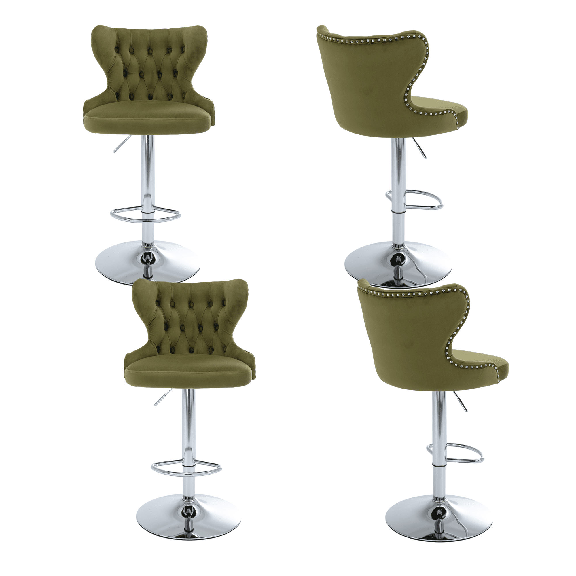 25-33 Inch Velvet Swivel Bar Stools with Back, Upholstered Adjustable ...