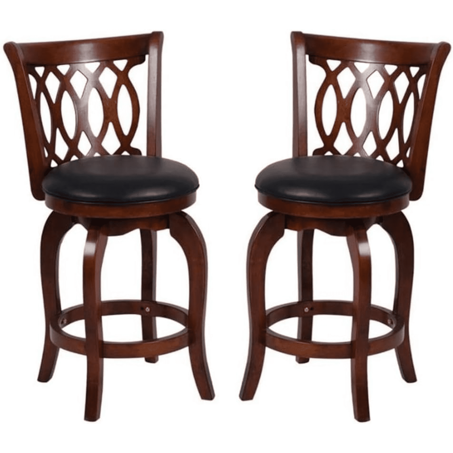 25" Bar Stool Counter Height Dining Chairs 360 Degree Swivel Leather ...