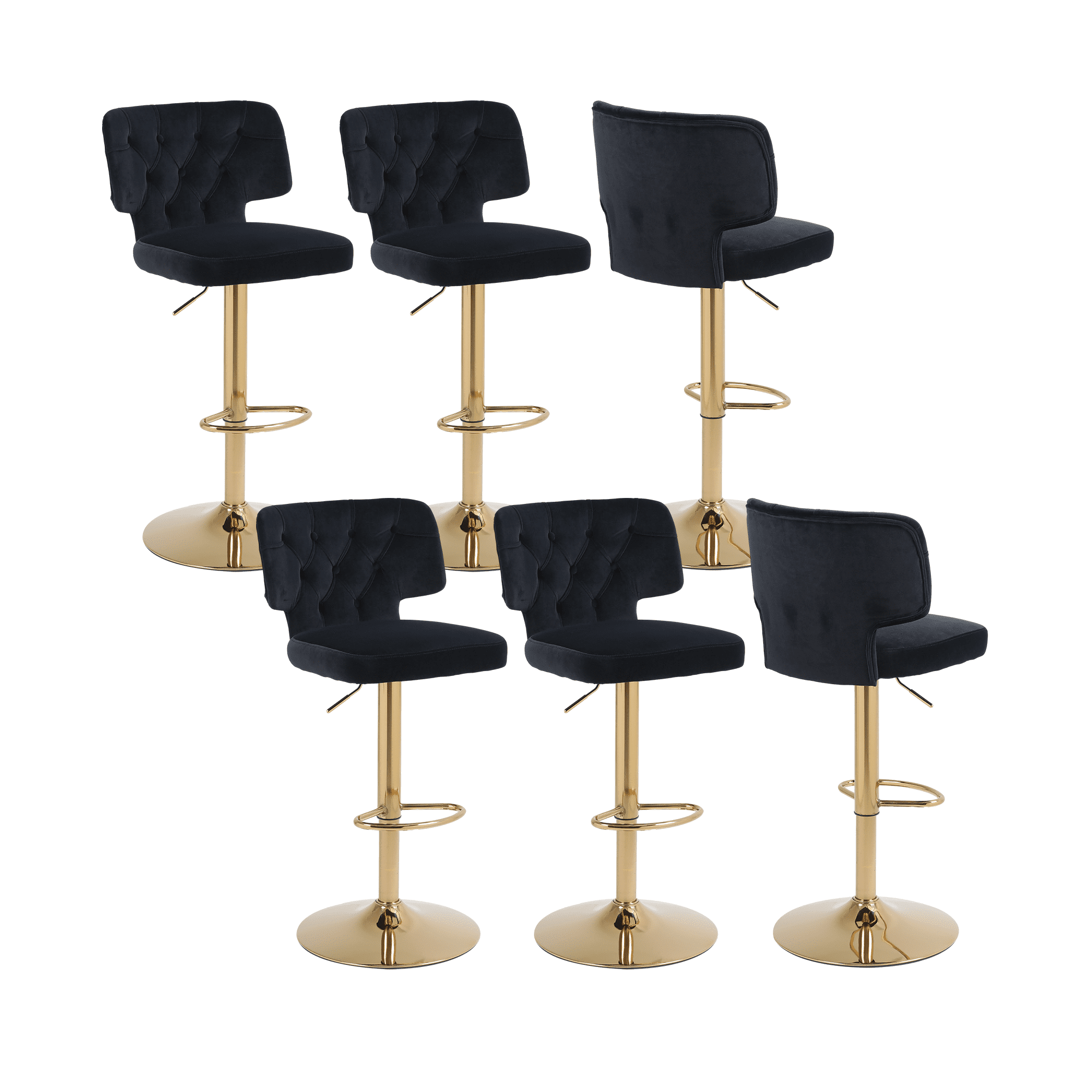 25-34 Inch Velvet Bar Stools, Counter Height Adjustable Swivel ...