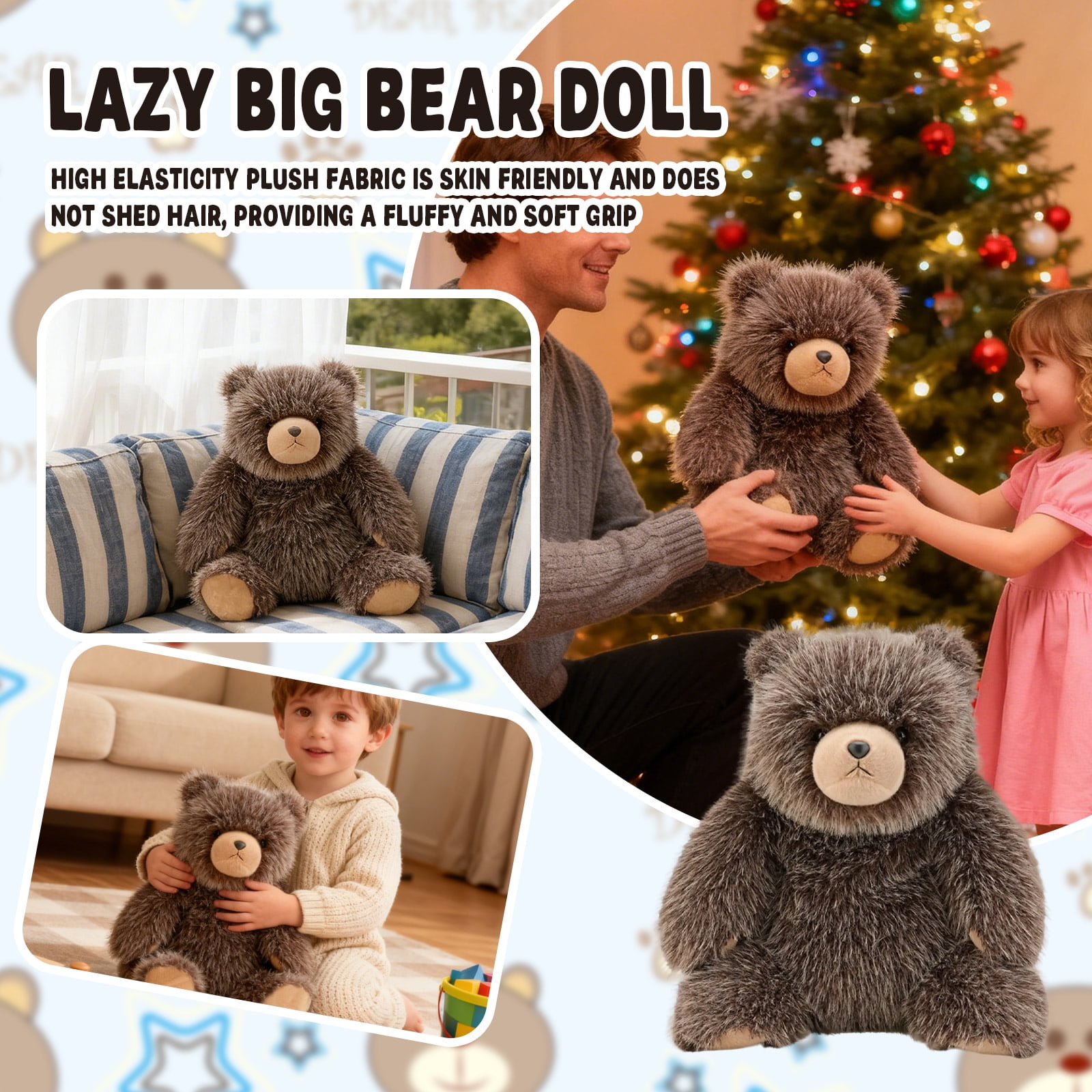 25/35/45Cm Plush Bear Toy, Large Cuddly Stuffed Animal With Soft Fluffy ...