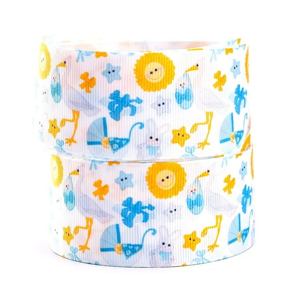 25/38/75mm 5 Yards Grosgrain Ribbon Cute Baby Shower Printed Handmade Hair Bows for Kids ...