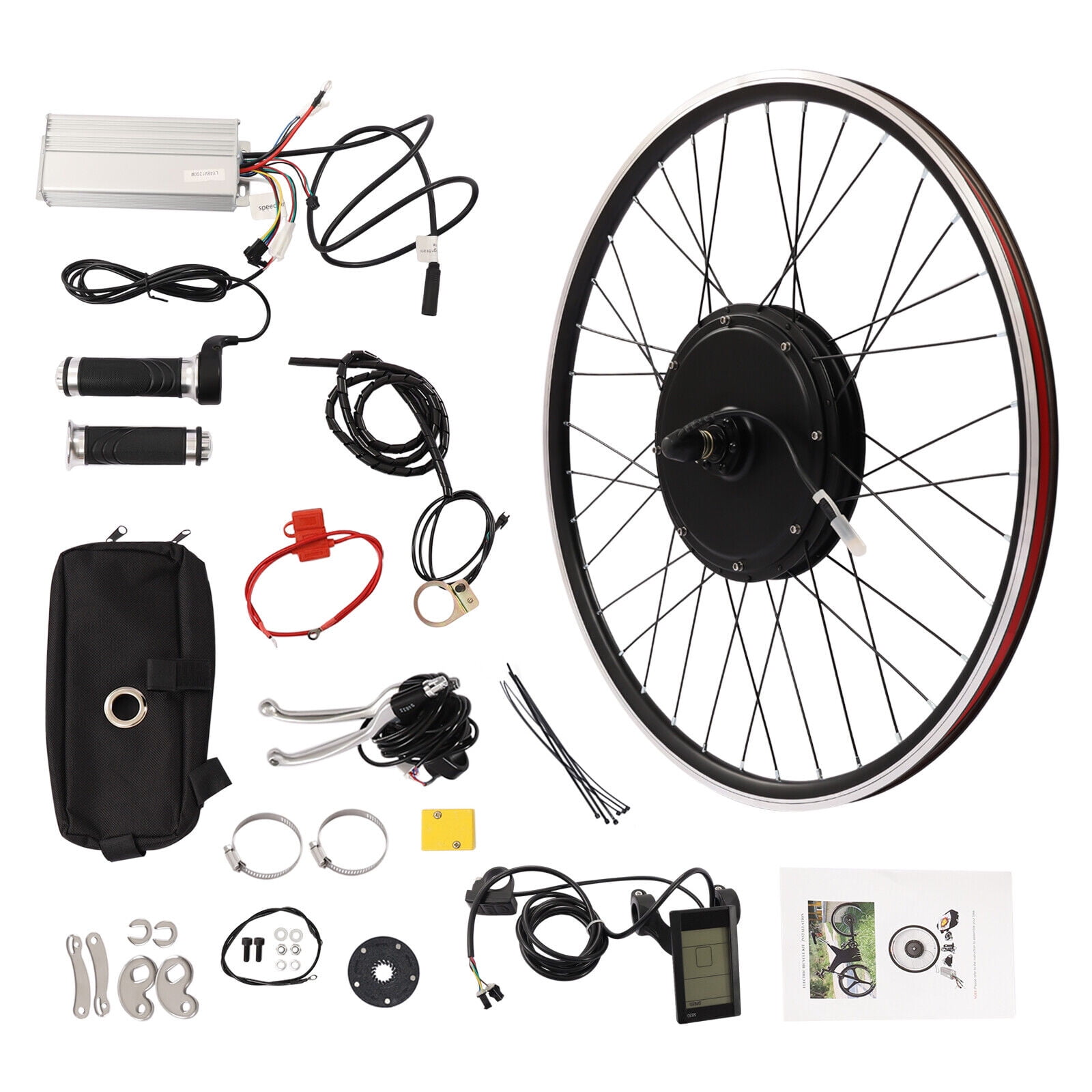 25'' 48V 1200W 700cc Ebike Conversion Kit Bike Front Wheel LCD Electric ...