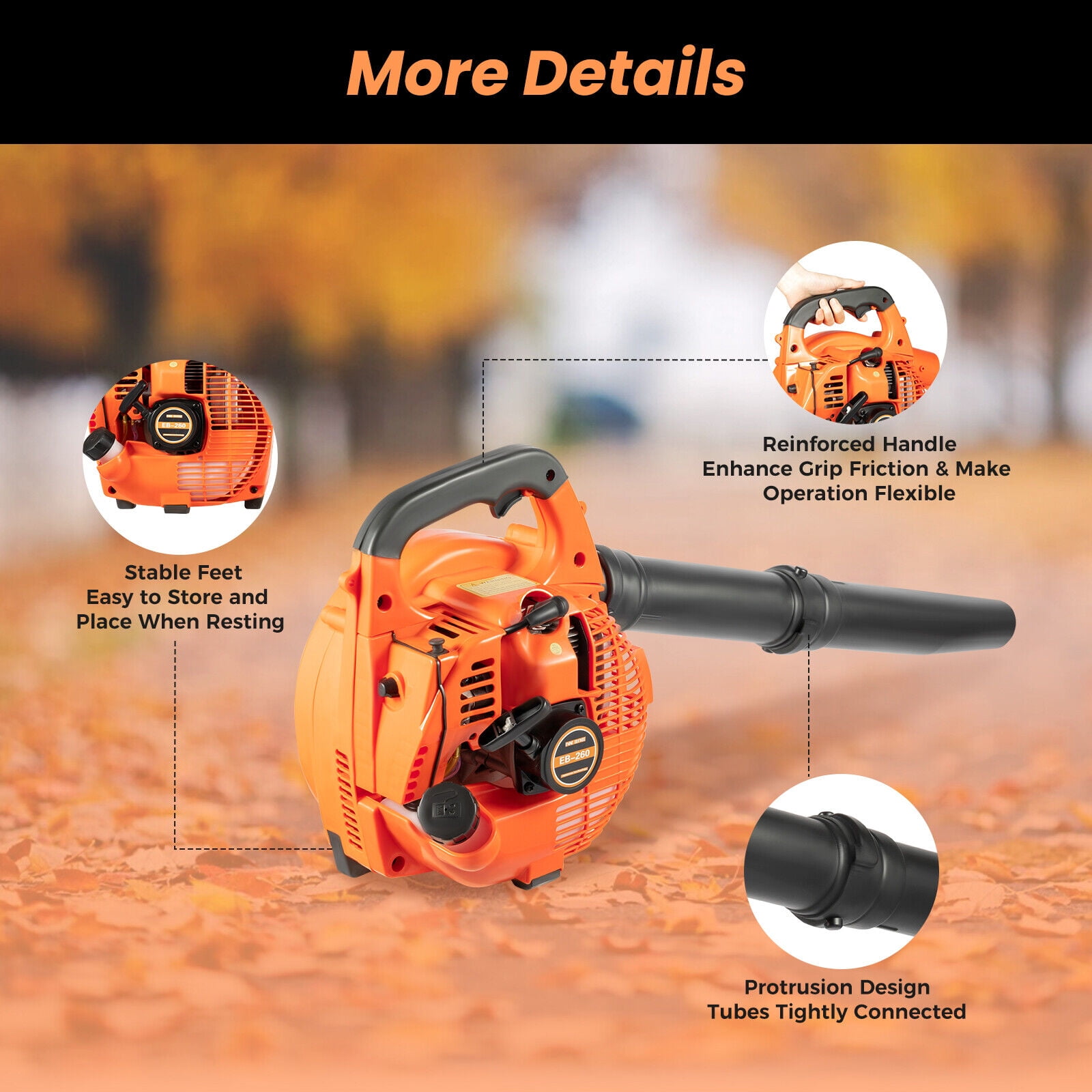 25.4CC 2Stroke Gas Powered Leaf Blower Gasoline Commercial Handheld ...