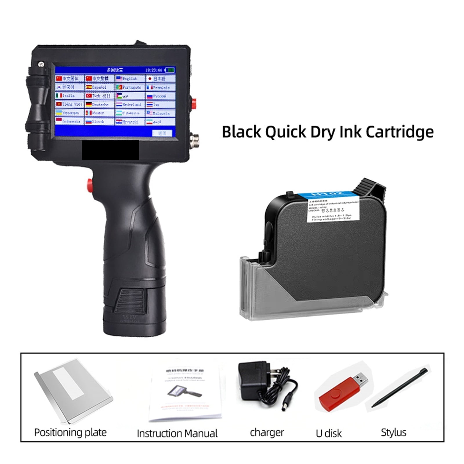 25.4mm Portable Handheld Inkjet Printer Production Date QR Coding ...