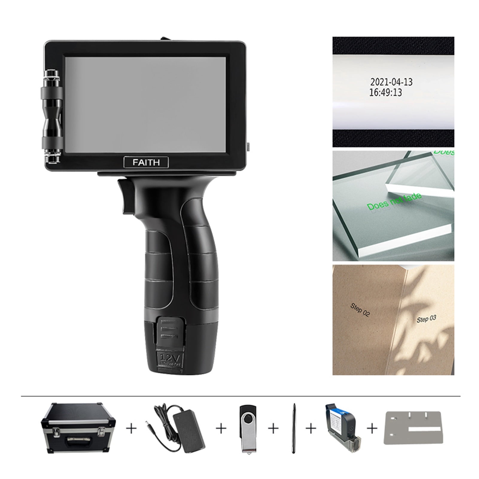 25.4mm Portable Inkjet Printer QR Bar Batch Code Date Number Logo Expiry Date Label Handheld ...