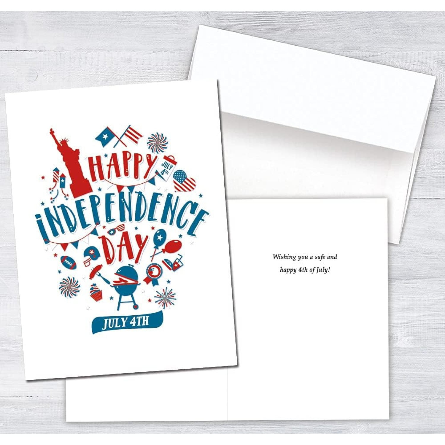 25 4th of July Greeting Cards - Patriotic Icons Design - 26 White ...