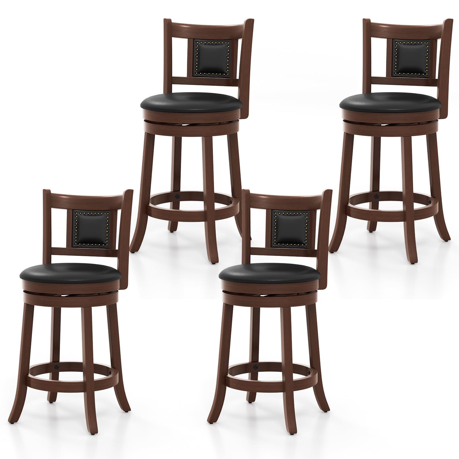 25.5 Inch Bar Stools Set of 4, Swivel Counter Height Stool with ...