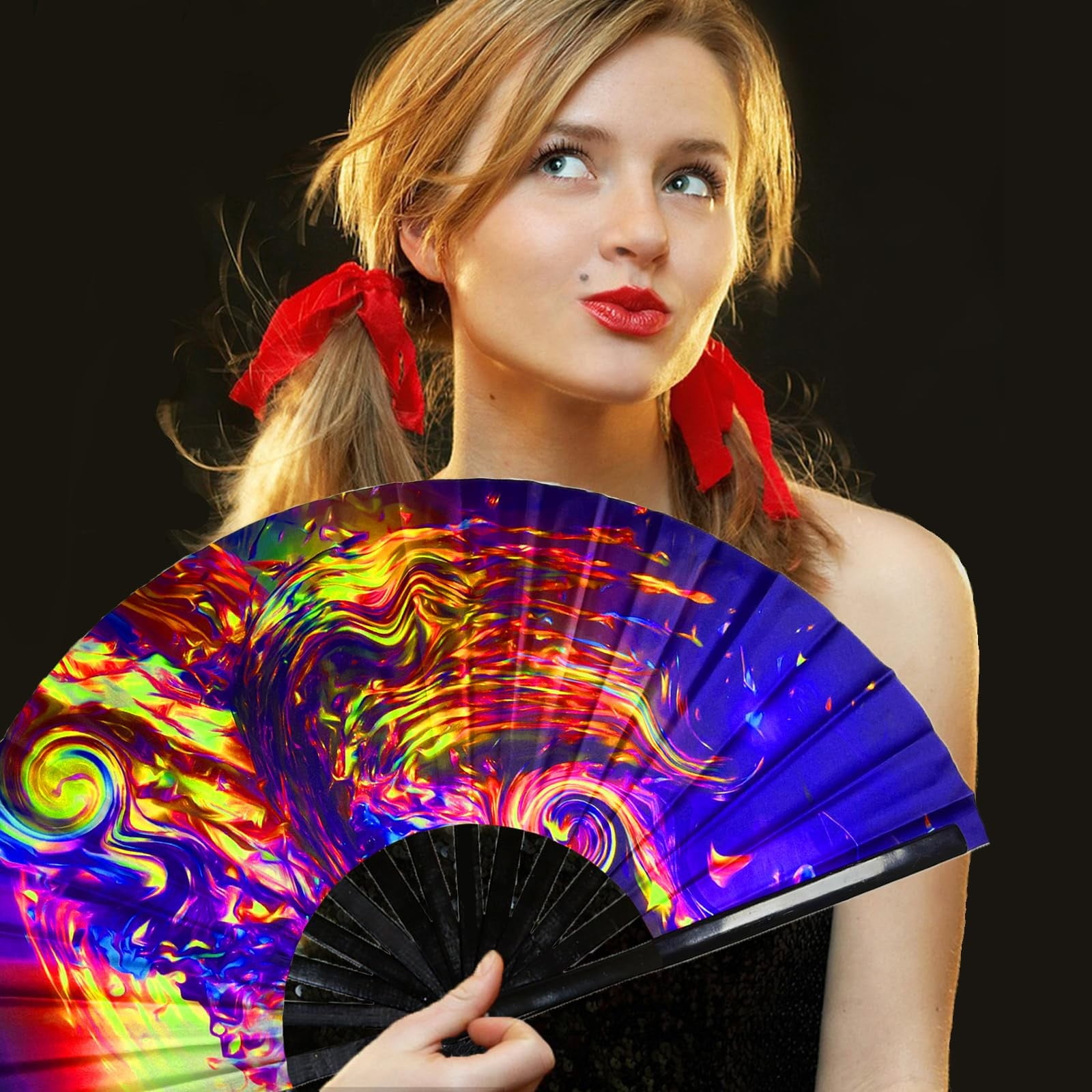 25.5" Large Hand Fans for Line Dancing & Outdoor Summer - Folding ...