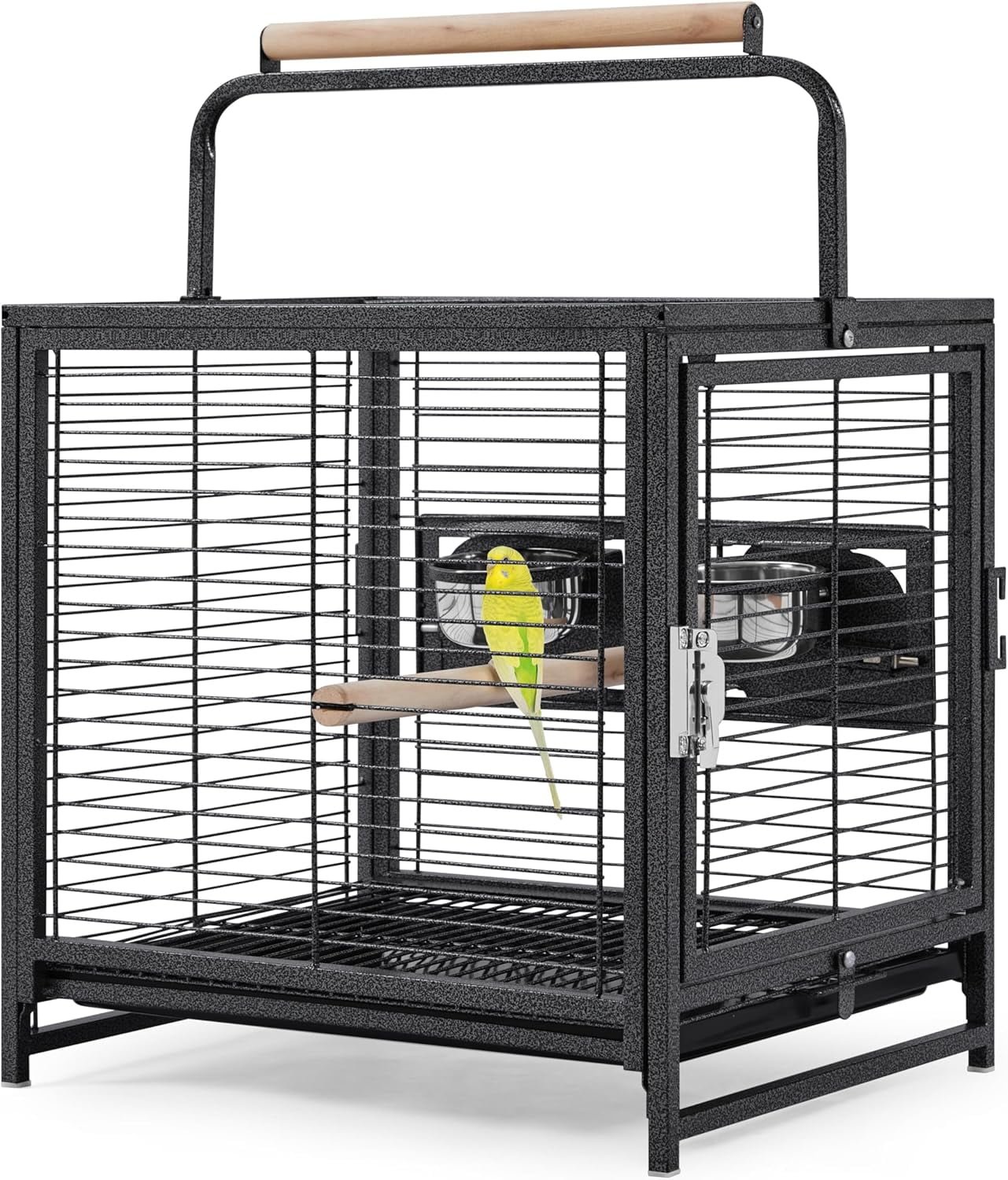 25.5'' Wrought Iron Bird Travel Carrier Cage Parrot Cage with Handle ...
