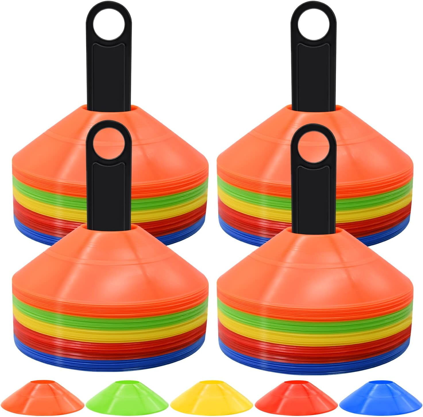 25/50/100/200 Pack Disc Cones, Agility Soccer Cones with Carry Bag and Holder, Soccer Cones for ...