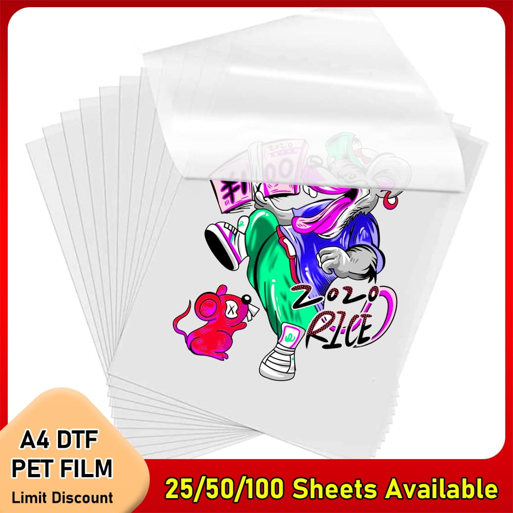 25/50/100 Sheets A4 DTF Transfer Film Paper 75U Thickness Transparent ...