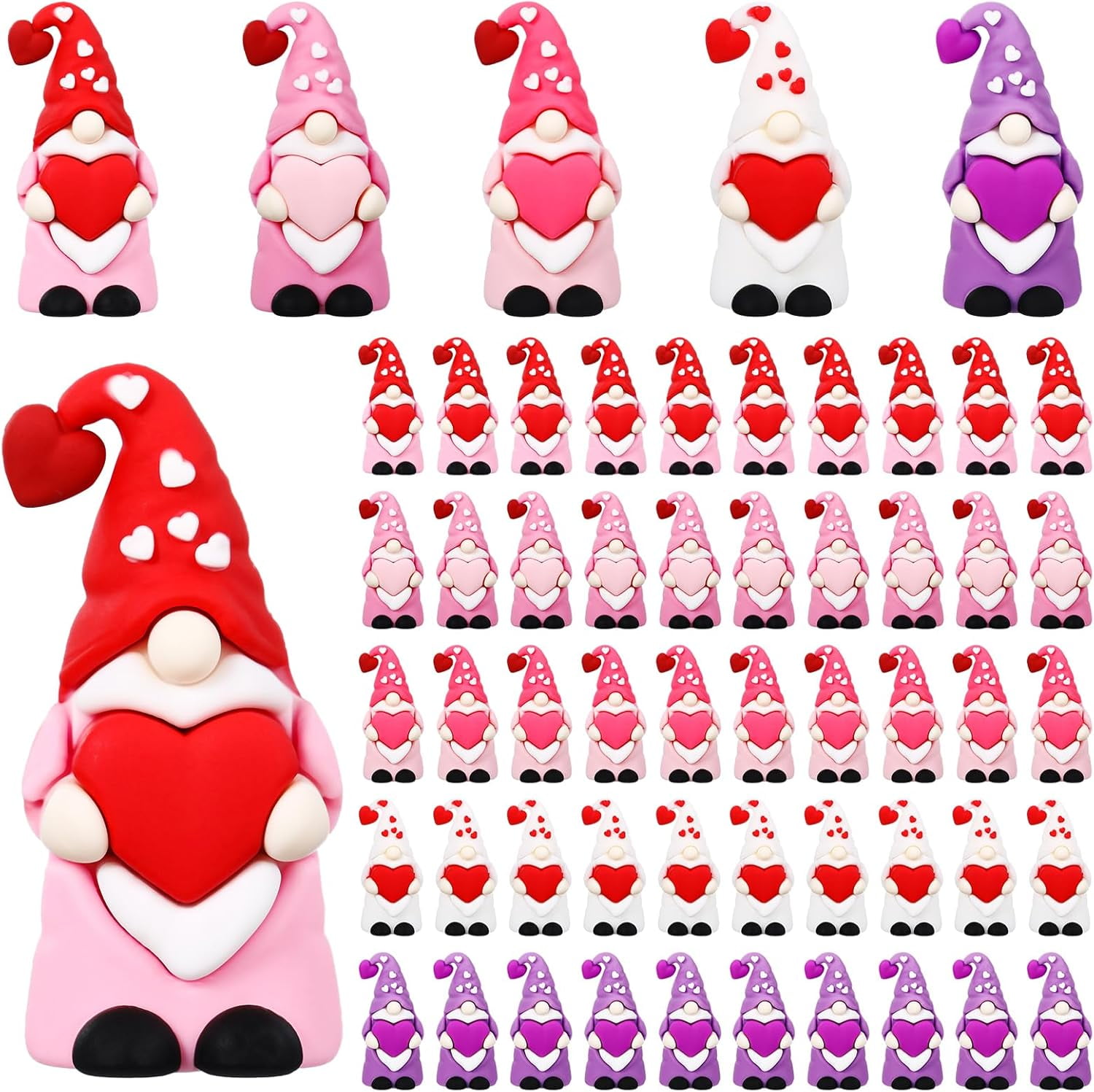 25/50/100PCS Valentine's Day Gnomes with Hearts,Five Styles Of Mini ...