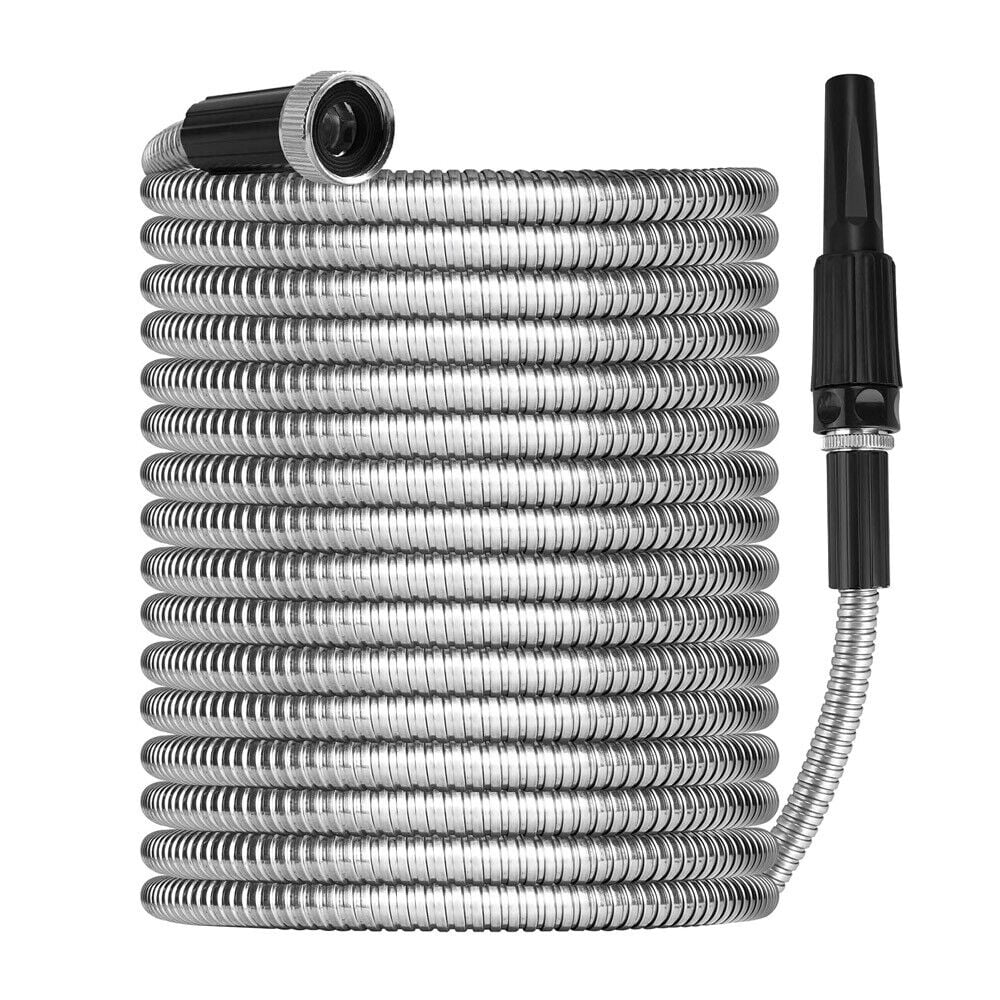 25/50/75/100FT Stainless Steel Metal Garden Hose Water Hose Flexible w ...