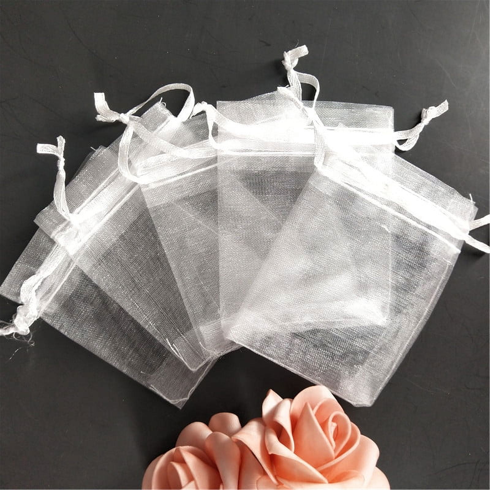 25/50 Pcs/lot White Drawstring Organza Bag Small Pouches Jewelry ...