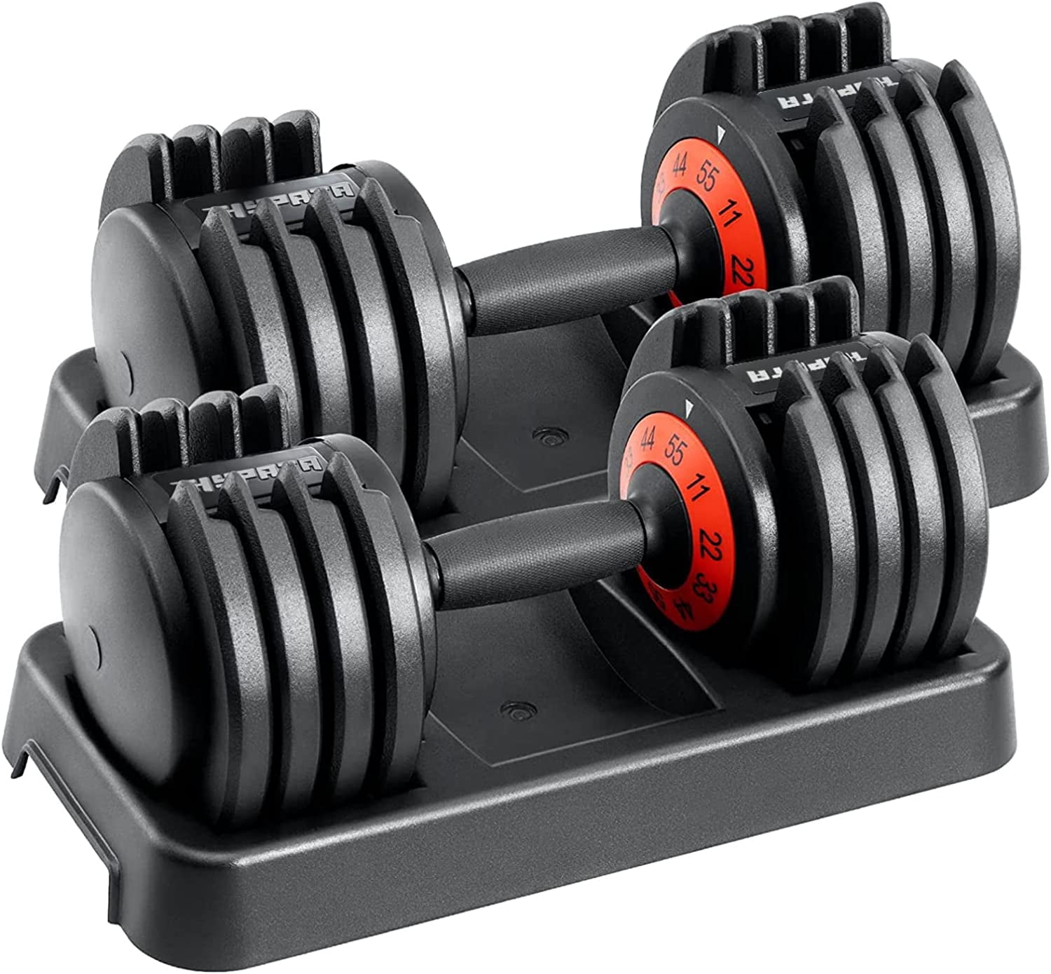 25/55 lbs Pair Adjustable Dumbbell Set, Adjust Dumbbell Weight for ...