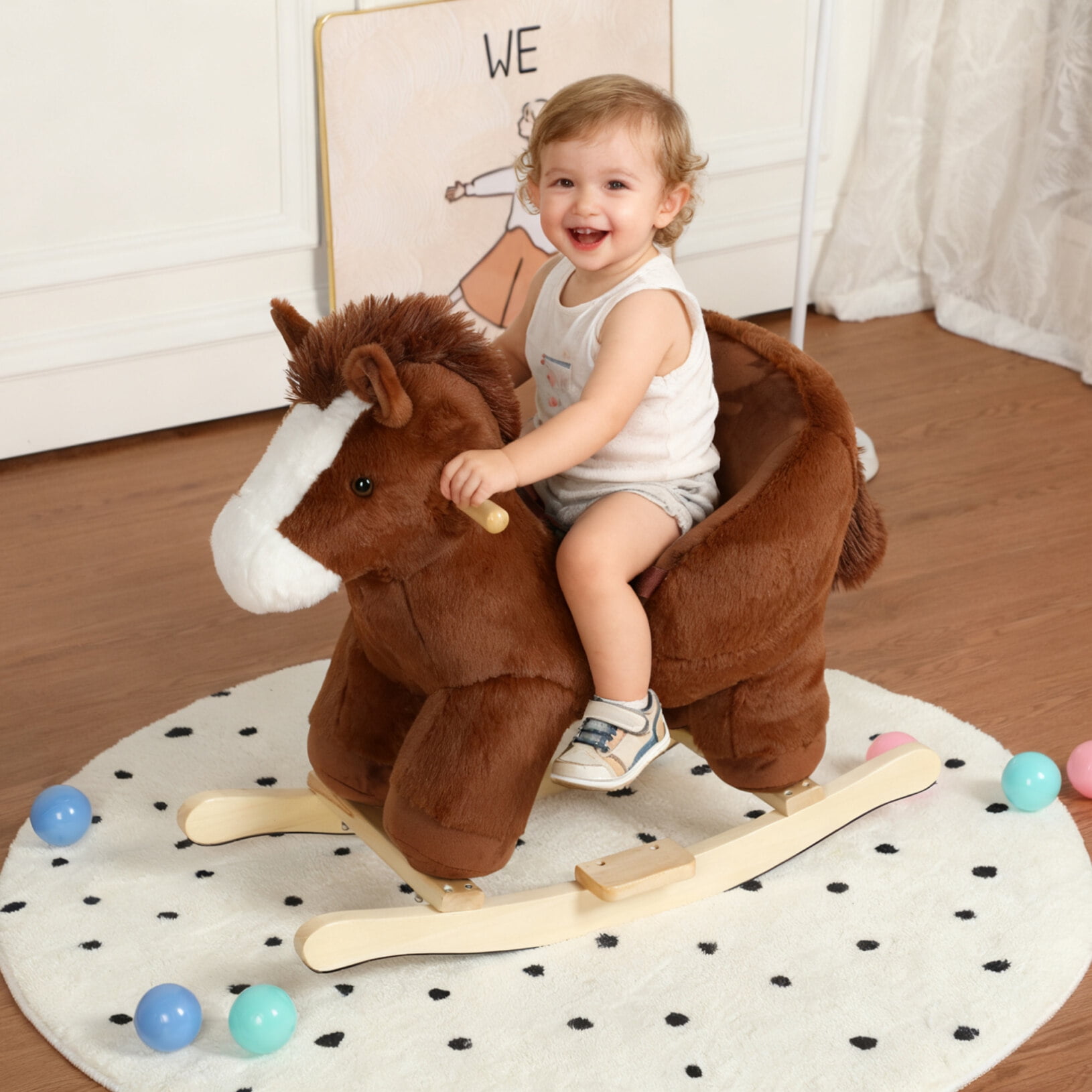 25.59" Kids Ride-On Rocking Moose Toy,CPC Certified Plush Rocker with ...