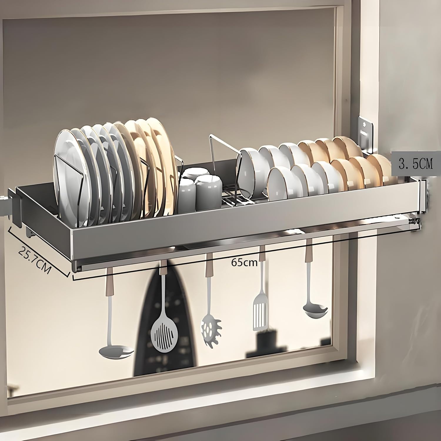 25.59" Wall Mounted Dish Drying Rack, Stainless Steel Window Dish Rack ...
