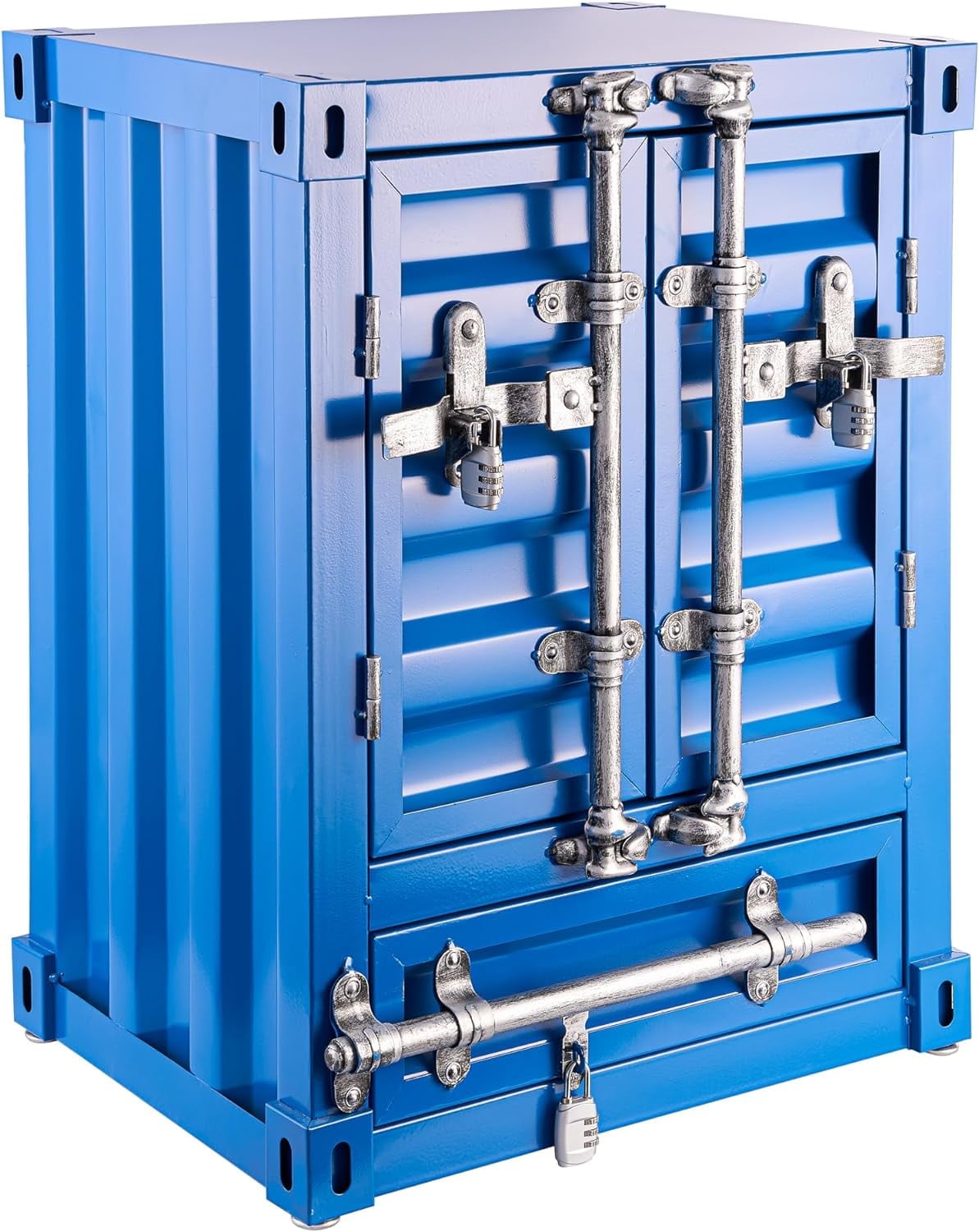 25.5in Industrial End Table with Locker, Industrial Forge Metal Locker ...