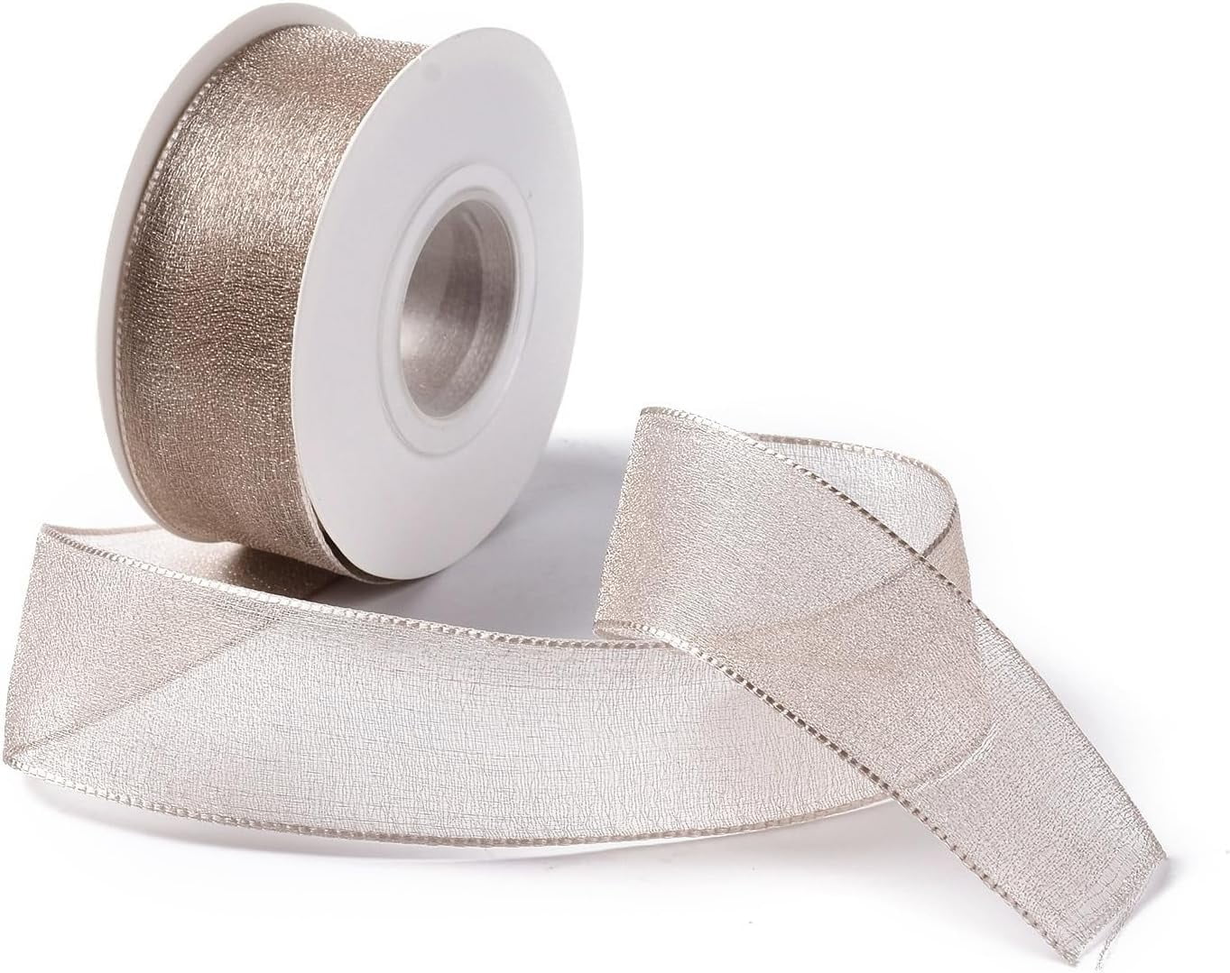 25.5mm 1 Inch Wired Satin Ribbon 45.72m/50 Yards Polyester Frayed Edge ...