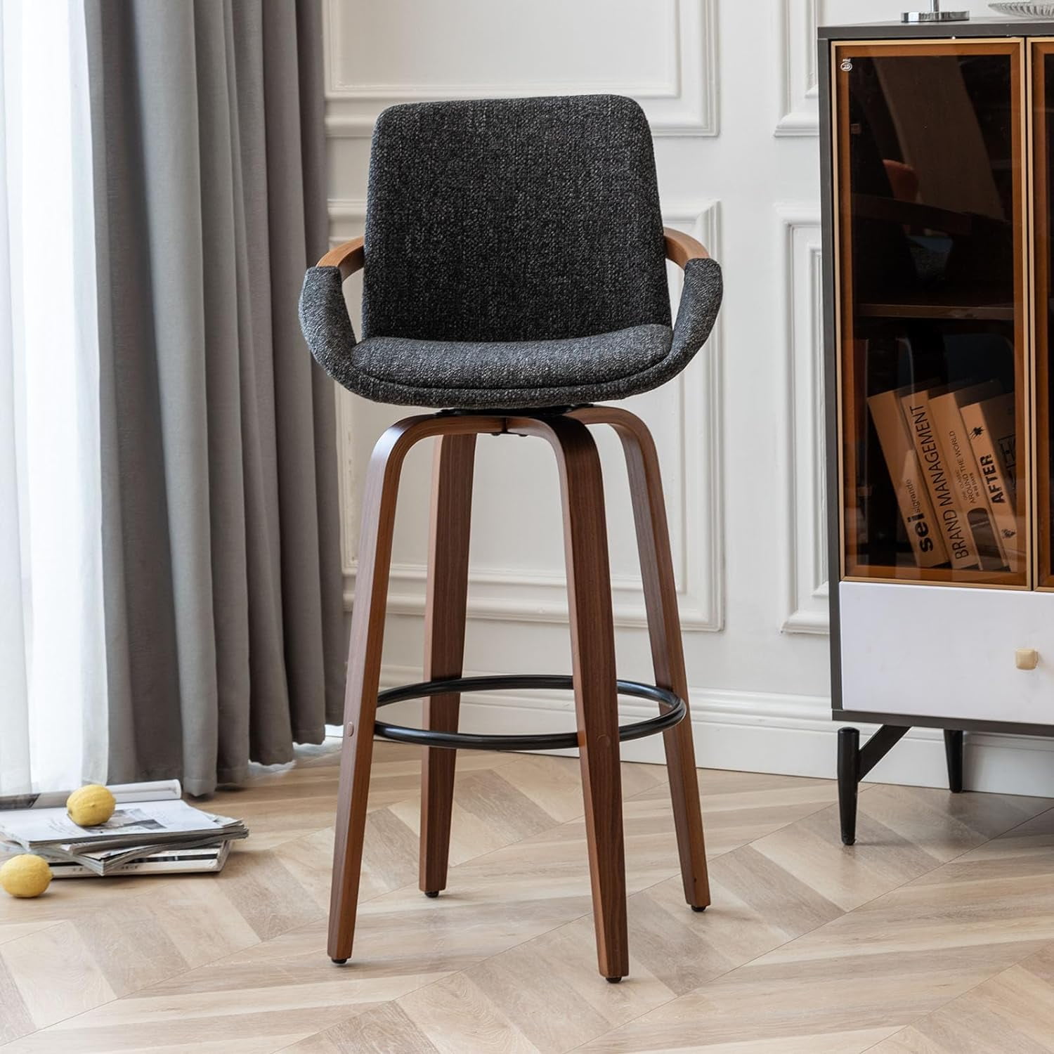 25.6" Counter Height Barstools Set of 2 Mid Century Modern Retro Bar ...