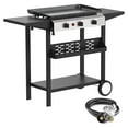 25.6 Inch 3 Burner BBQ Gas Grill Griddle, Stainless Steel Portable ...