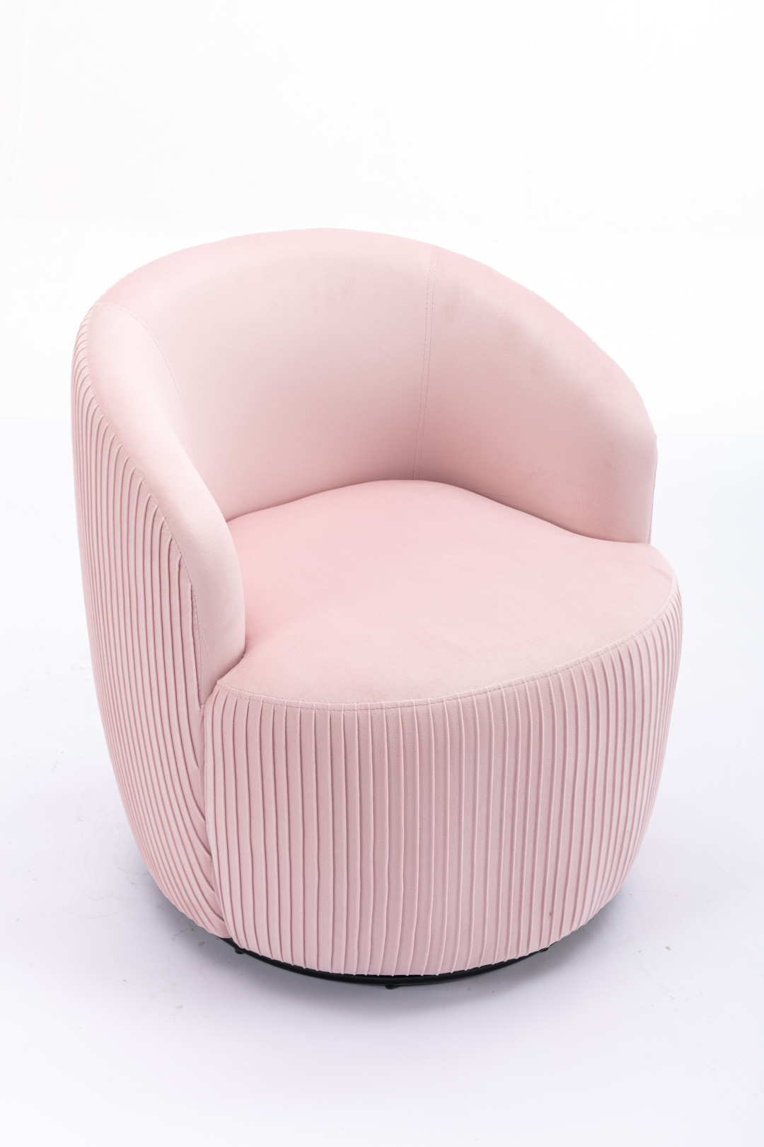25.6''W Velvet Swivel Chair, Round Barrel Chair with Wooden Frame ...