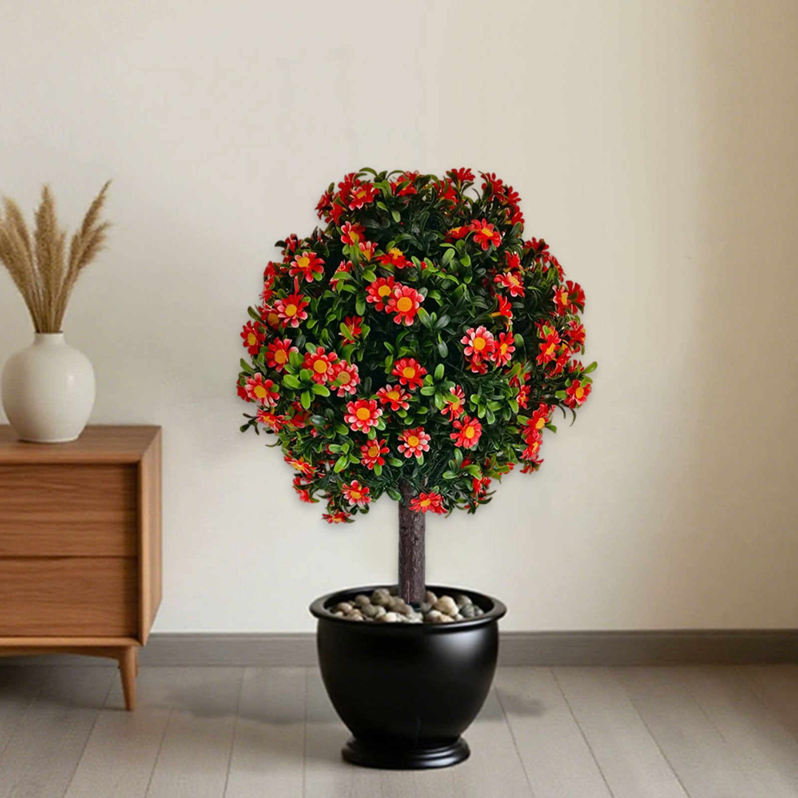 25.6"x17.7" Artificial Topiary Tree with Pink Eucalyptus,UV Resistant ...
