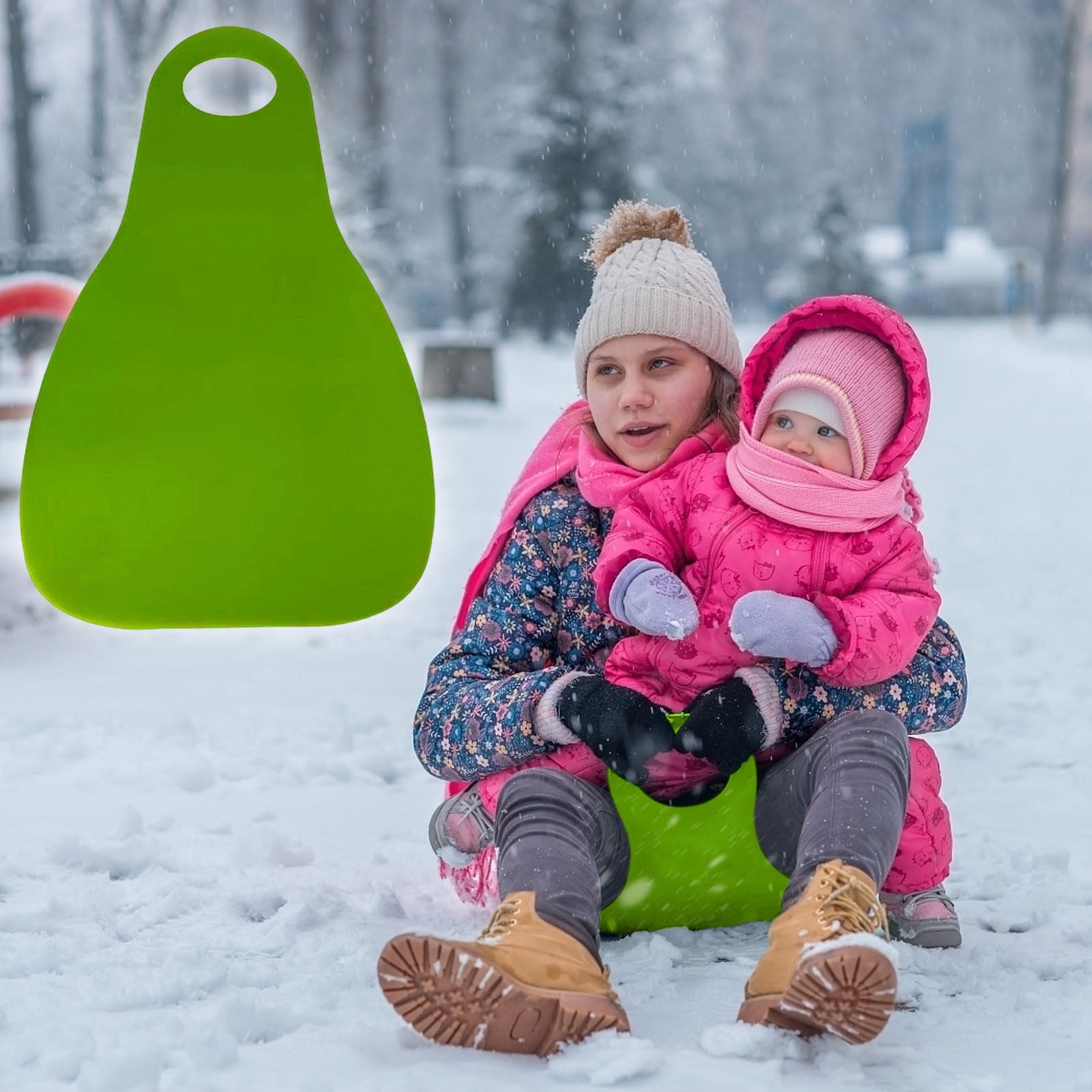 25.6x17.7in Kids Portable Extra Thick Snow Sled, Roll-Up Plastic ...