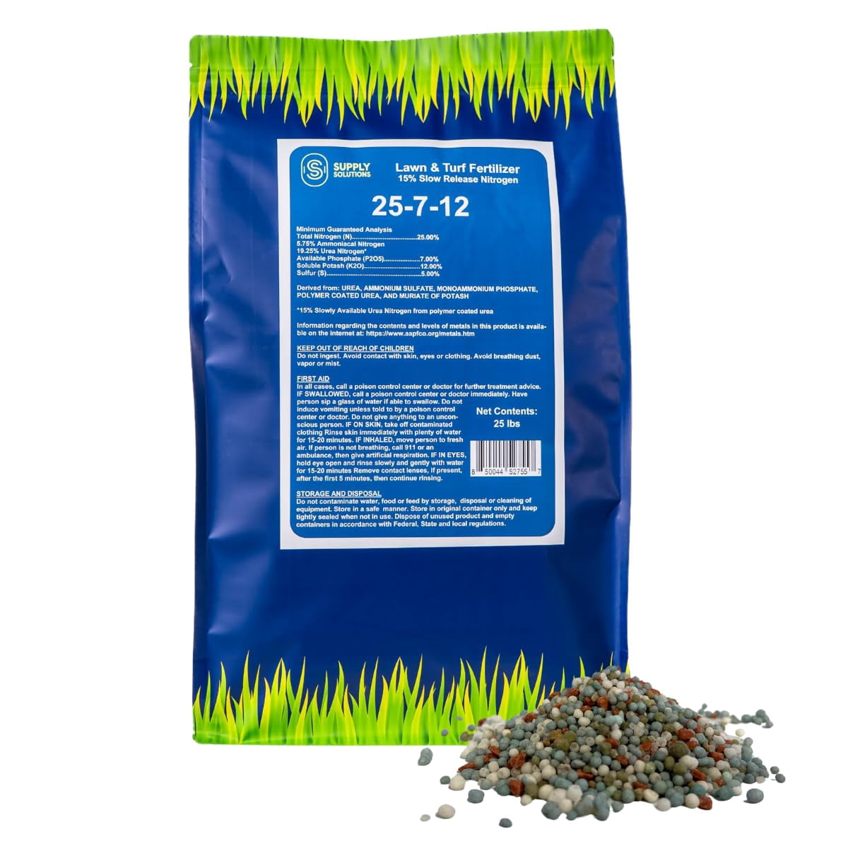 25-7-12 Lawn Fertilizer - Lawn Food for Grass, Turf and Garden Plants ...