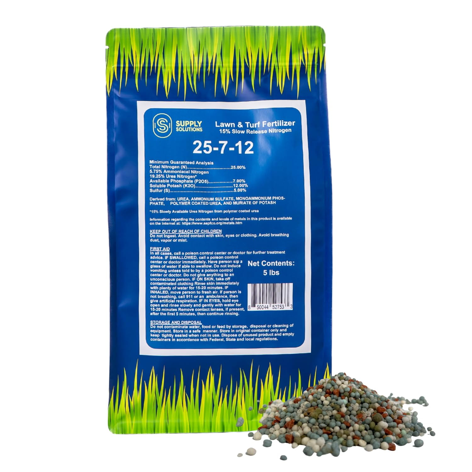 25-7-12 Lawn and Turf Fertilizer - 15% Slow Release Nitrogen Lawn ...