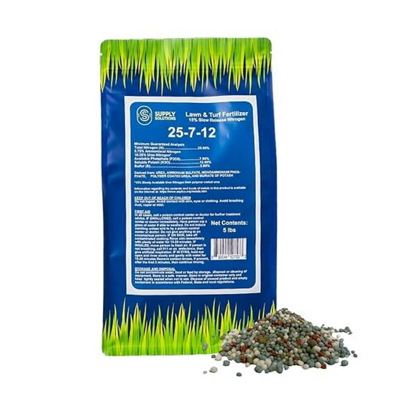 25-7-12 Lawn and Turf Fertilizer - 15% Slow Release Nitrogen Lawn ...