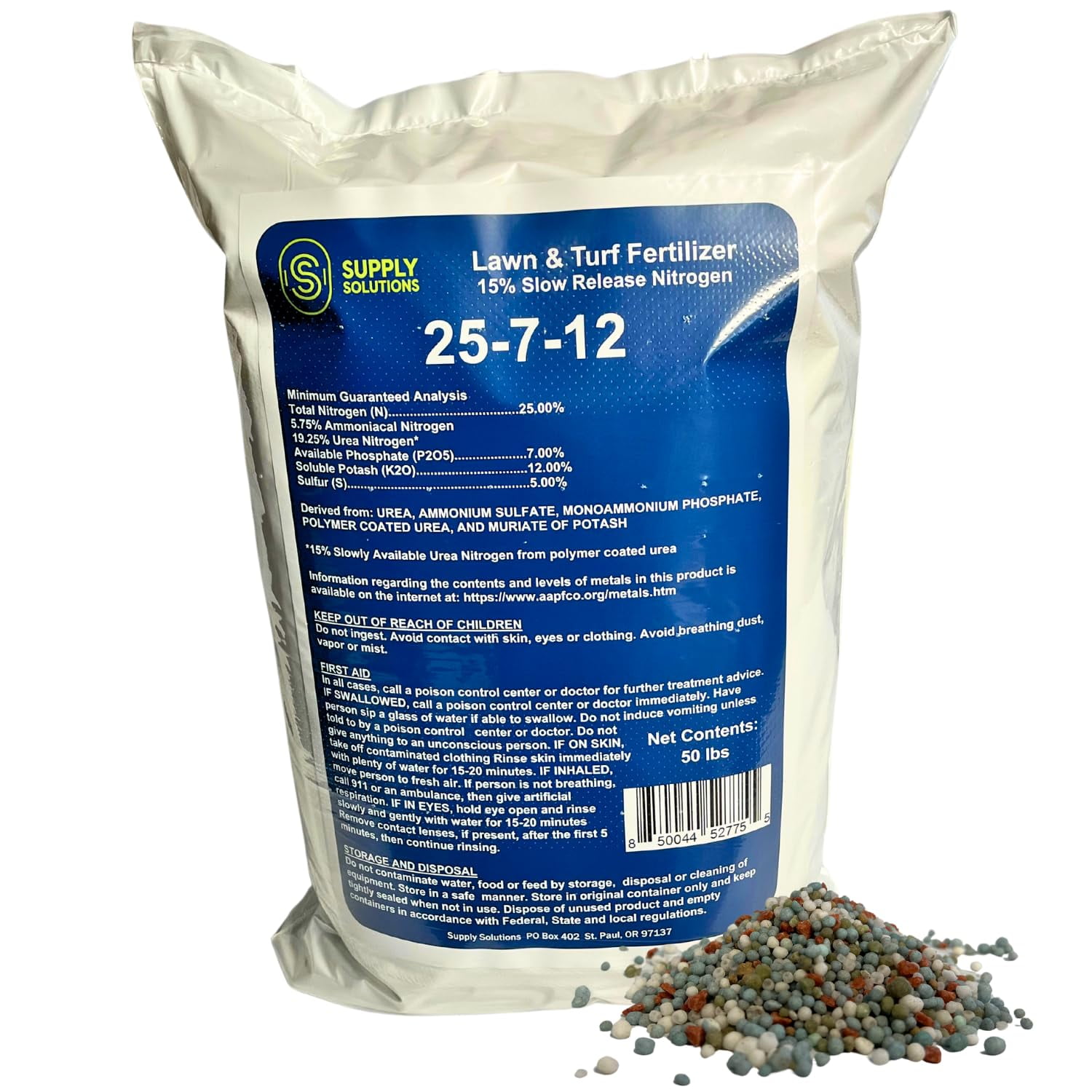 25-7-12 Lawn and Turf Fertilizer - 15% Slow Release Nitrogen Lawn ...