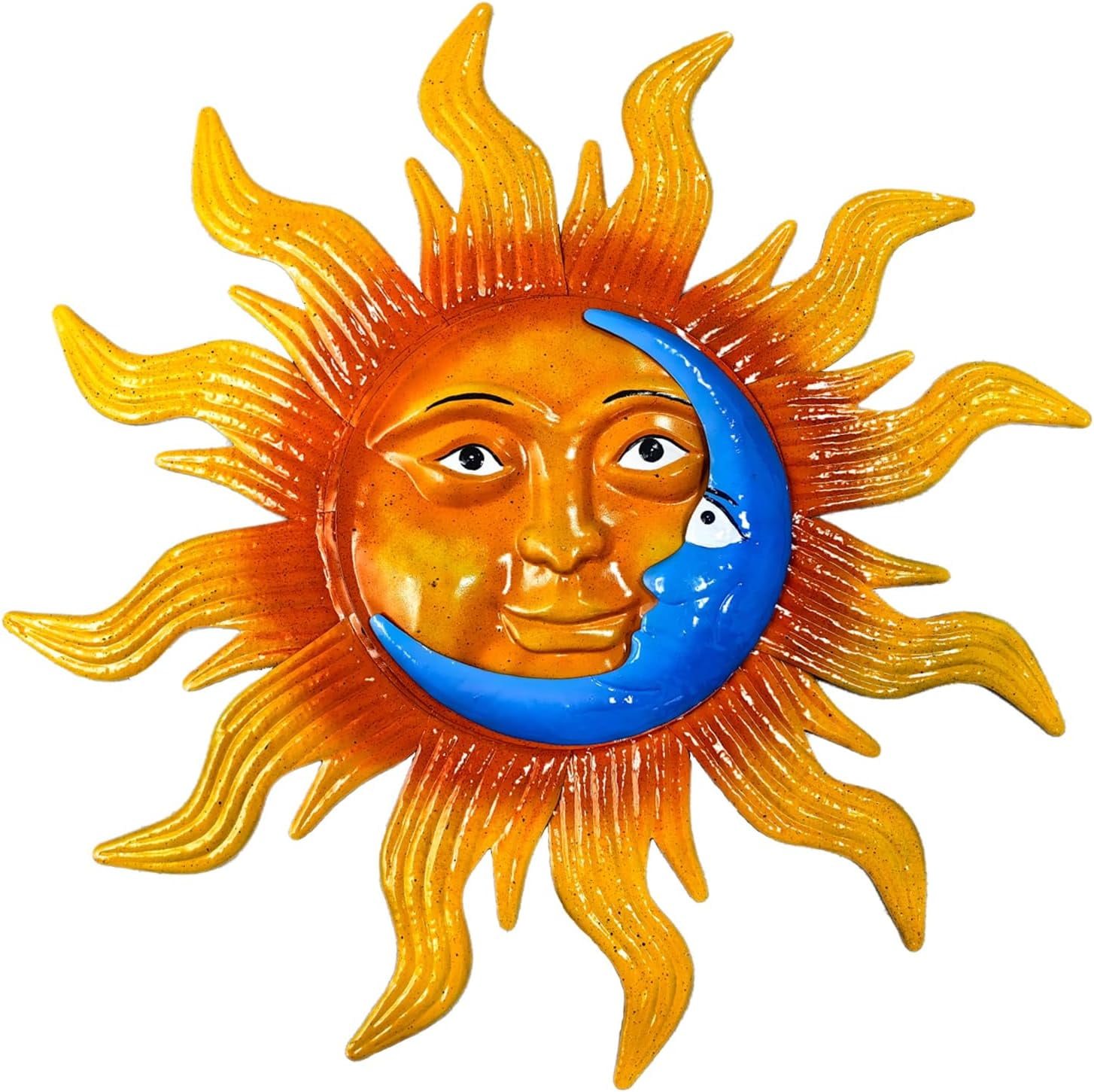 25.7'' Large Size Metal Sun Outdoor Wall Art Decor, Sun&Moon Outside ...