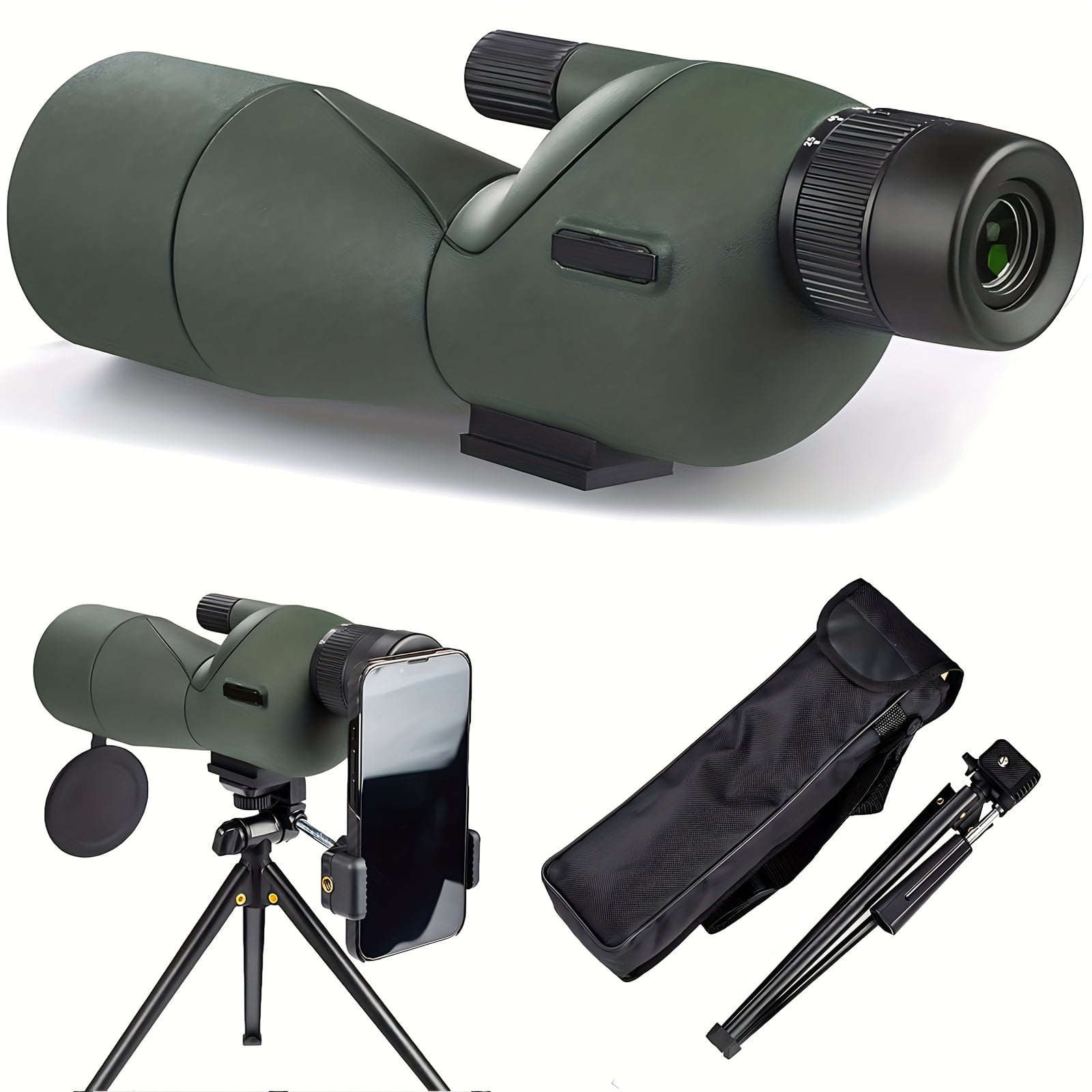 25-75x60 Spotting Scopes With Tripod Carrying Bag And Smartphone ...