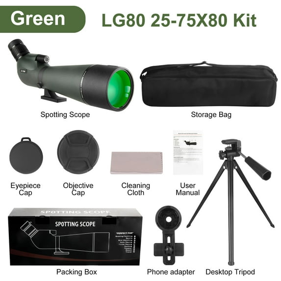 25-75x80 Telescope Spotting Scope Large Field Powerful Zoom Monocular ...