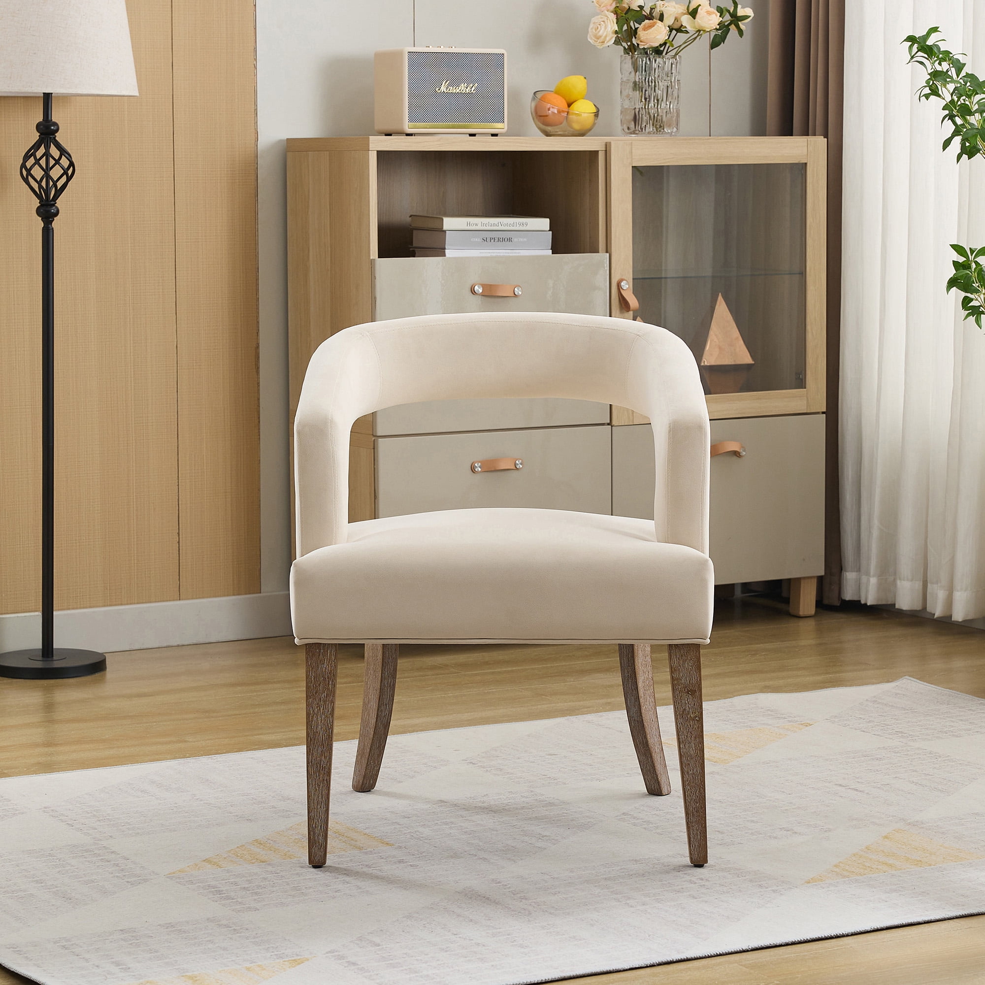 25.79" Upholstered Barrel Chair Open Back Accent Chair Armchair with ...