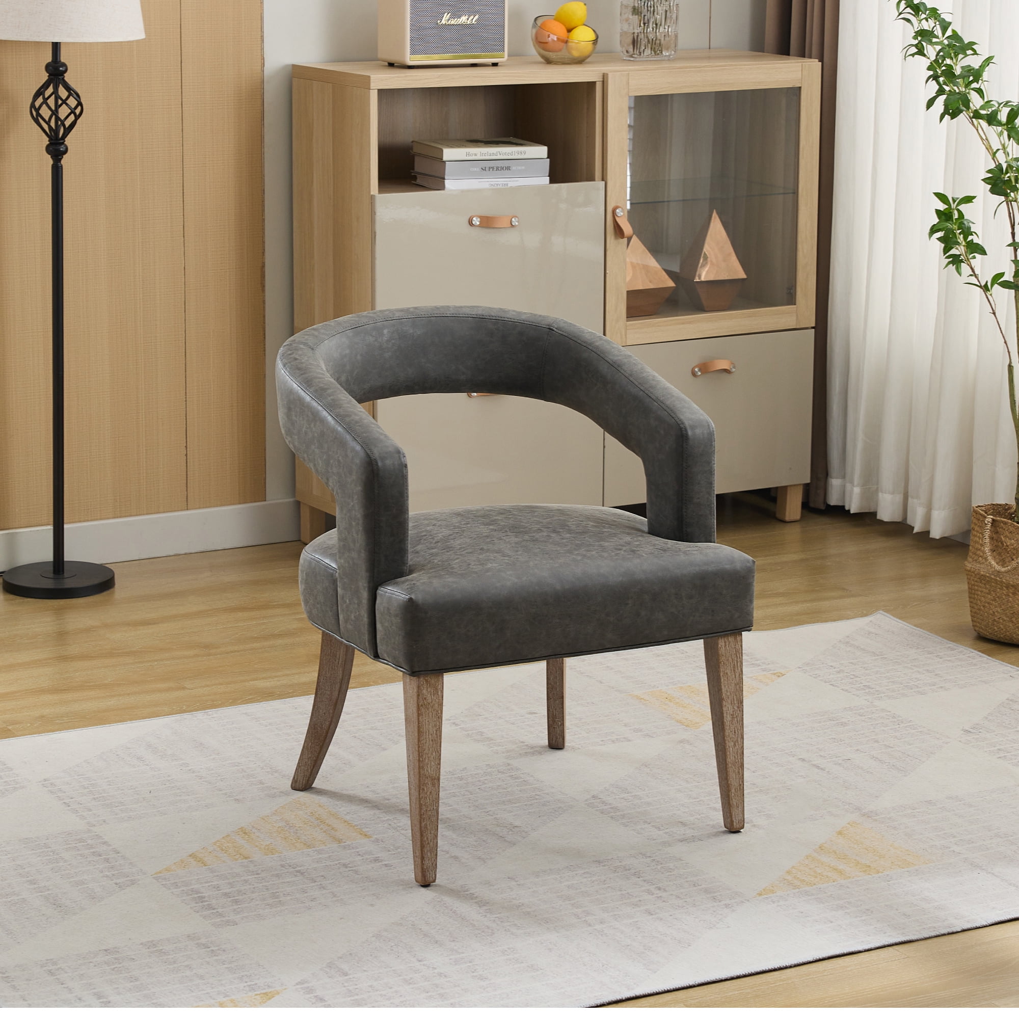 25.79" Wide Modern Barrel Open Back Upholstered Accent Chair with ...