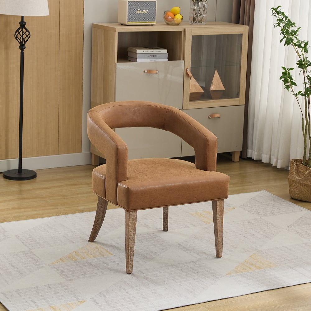 25.79" Wide Modern Barrel Open Back Upholstered Accent Chair with ...