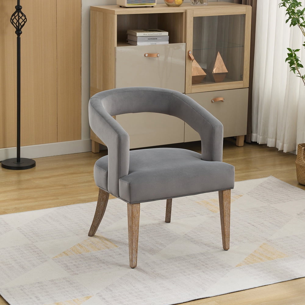 25.79" Wide Modern Barrel Open Back Upholstered Accent Chair with ...