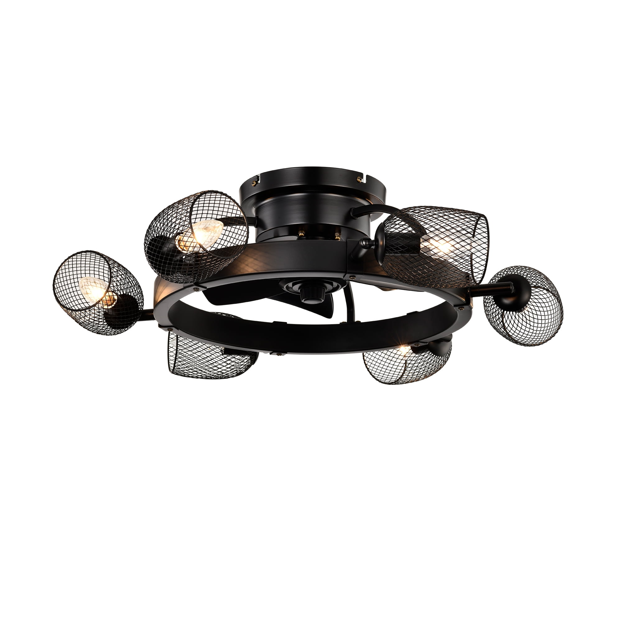 25.8 inch matte black industrial ceiling fan with remote 5 ABS blades ...