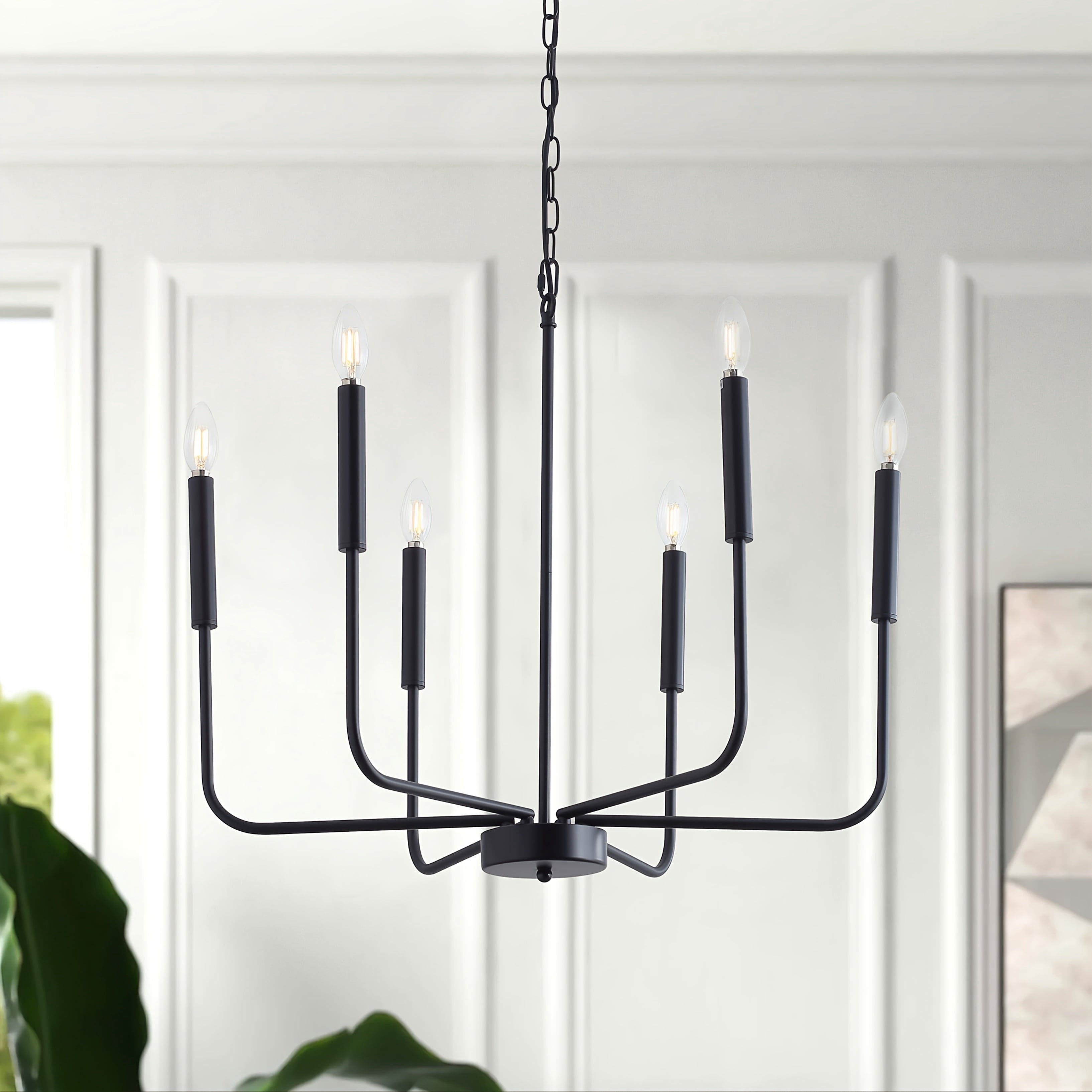 25.98" Modern Candle Like Wagon Wheel Pendant Light Industrial Hanging ...
