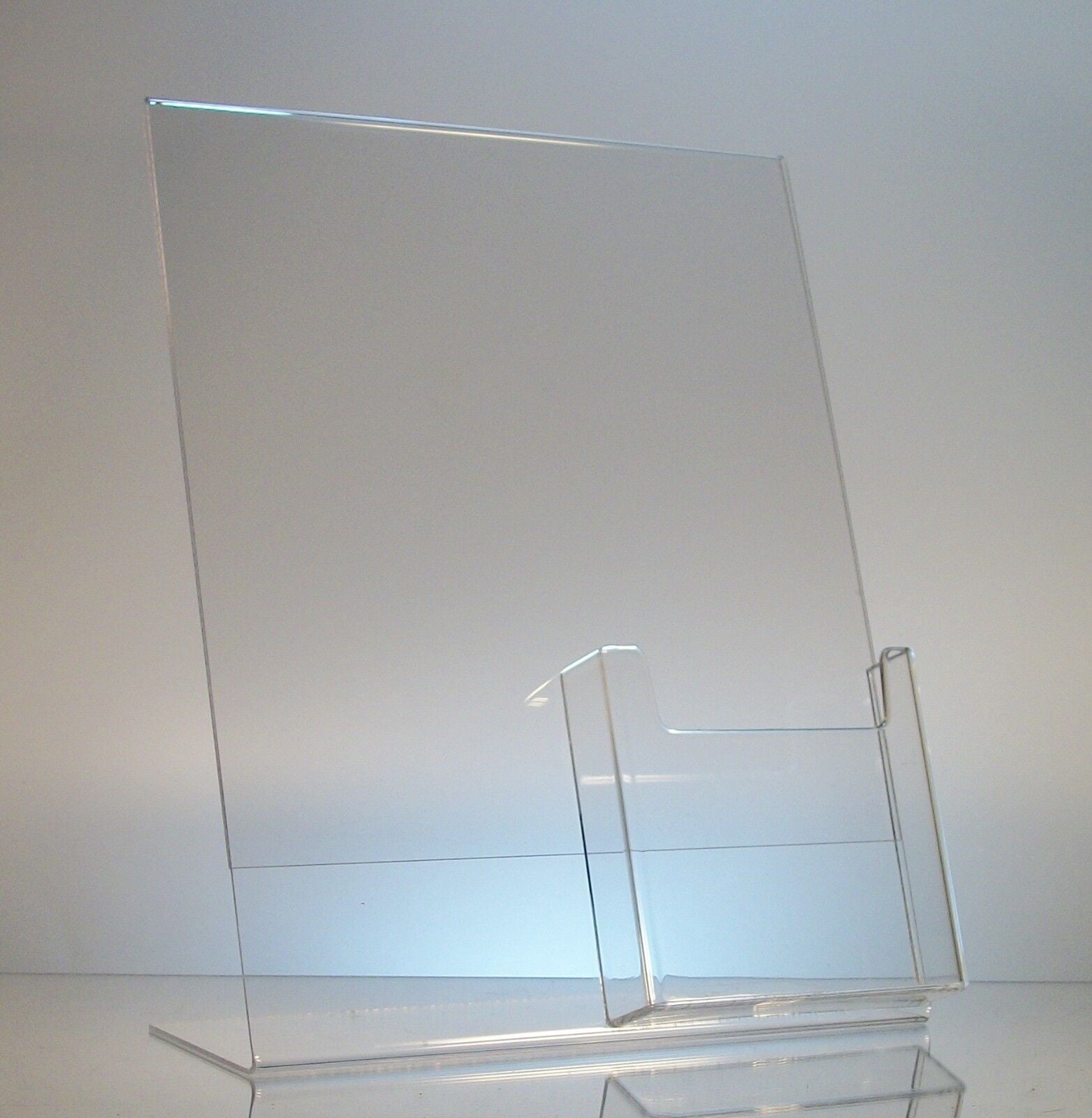 25 Acrylic 8-1/2x11 Slanted Sign Holders with 4x9 Tri-Fold Brochure ...