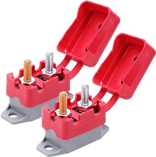 25 Amp 12V-24V Automatic Reset Circuit Breaker with Red Cover Stud Bolt ...