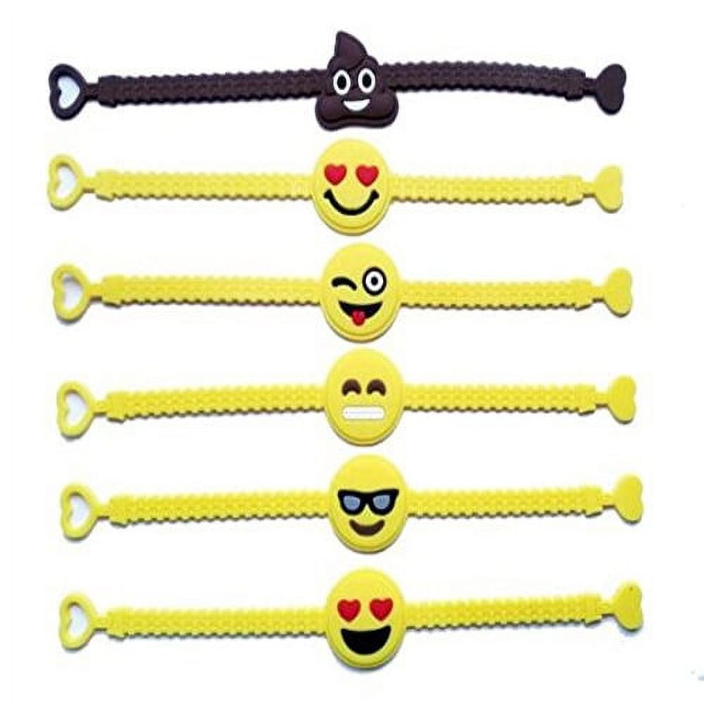 25 Assorted Emoji Wristband Bracelets - Birthday Party Favor Toys ...