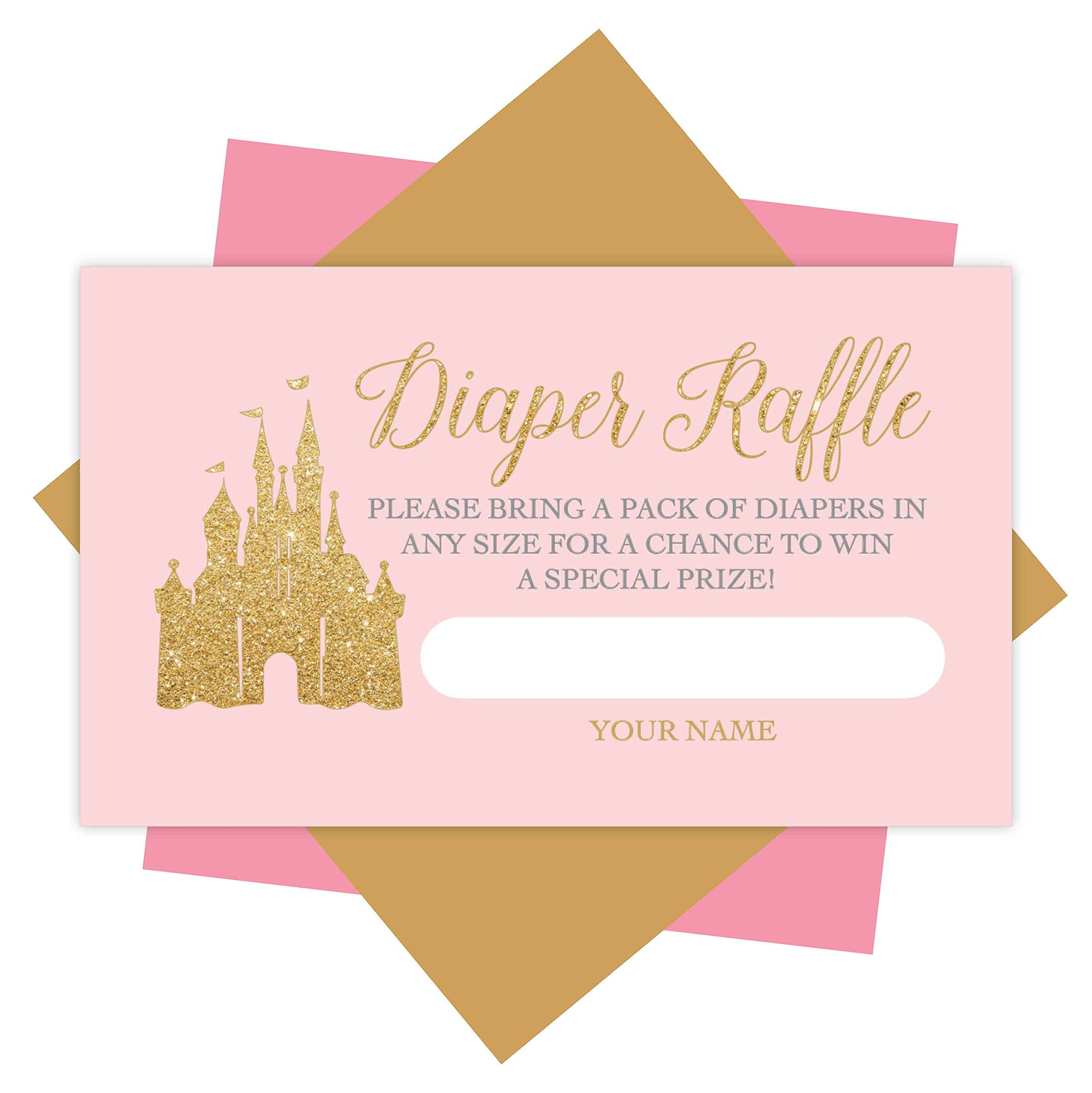 25 Baby Shower Diaper Raffle Tickets For Baby Shower Girl - Princess ...