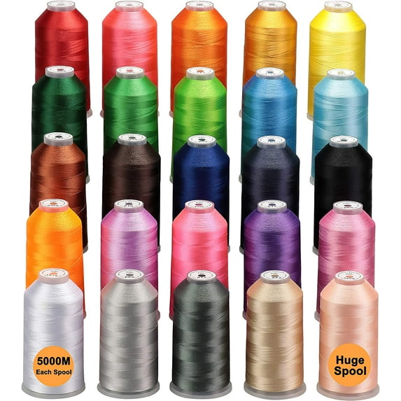 25 Basic Colors of Huge Spool 5000M Polyester Embroidery Machine Thread ...