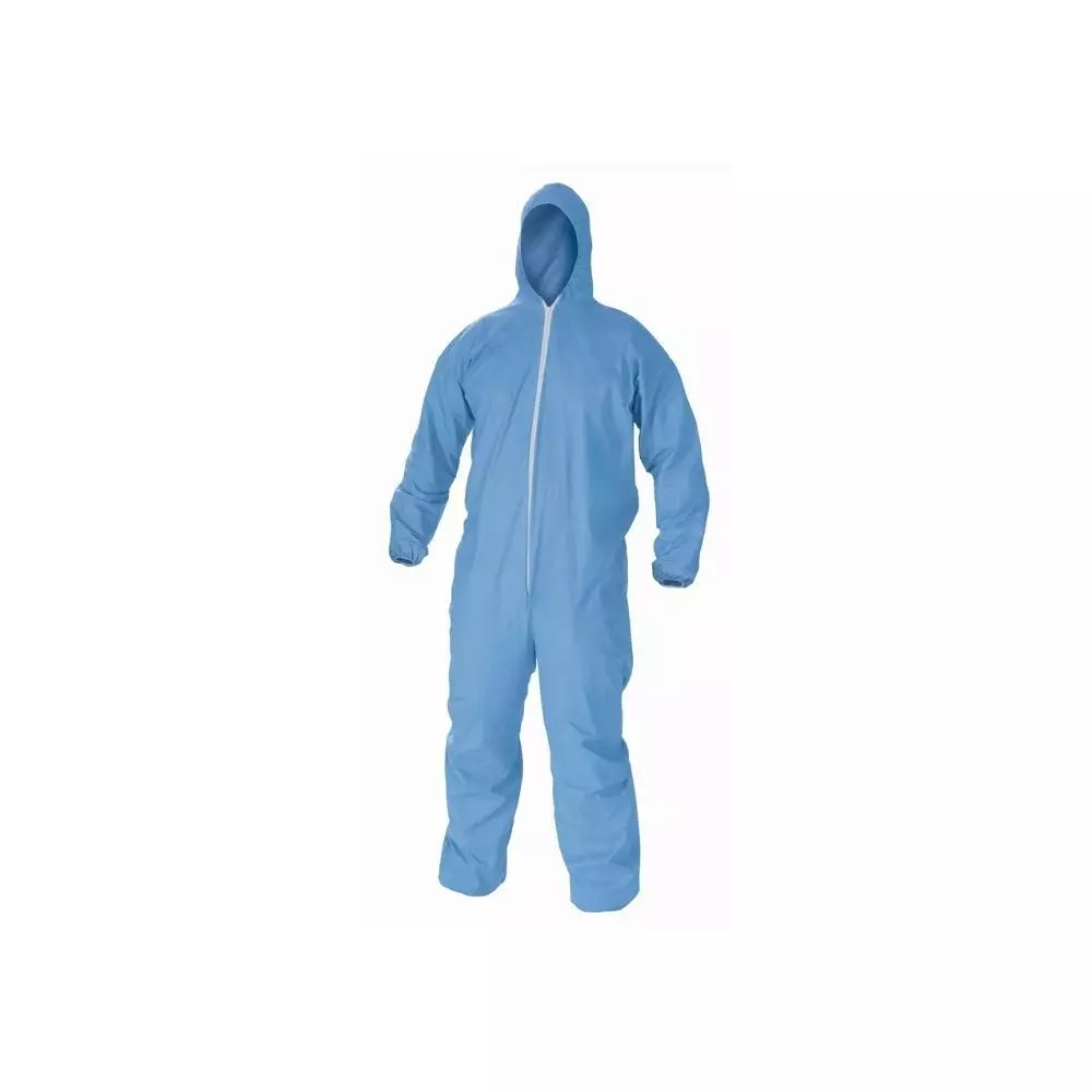 25 Blue Disposable Coverall Zipper Blue w/Hood and Boot Elastic Wrist ...