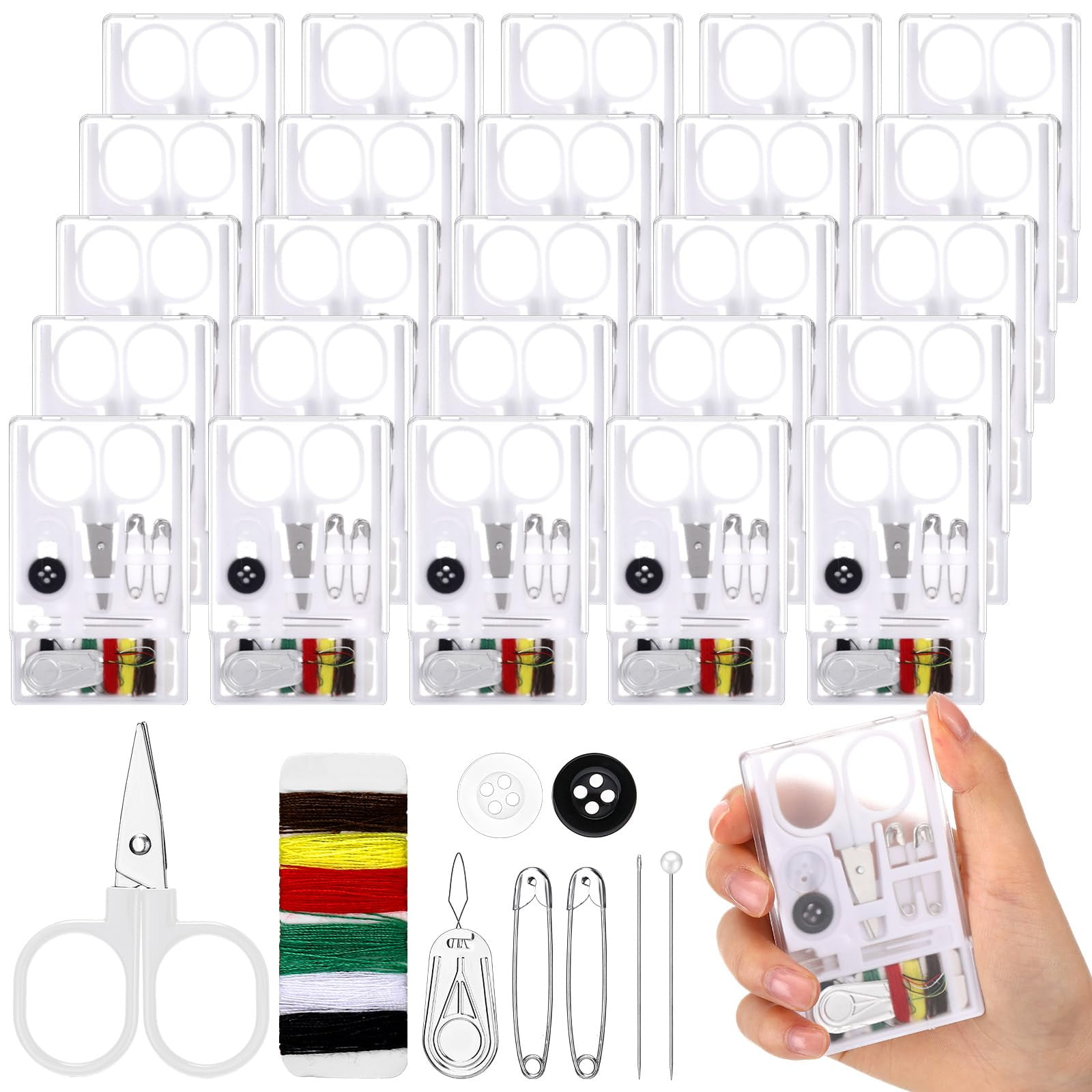 25 Boxes Mini Travel Sewing Kit Quick Fix Sewing Kits Bulk Basic ...
