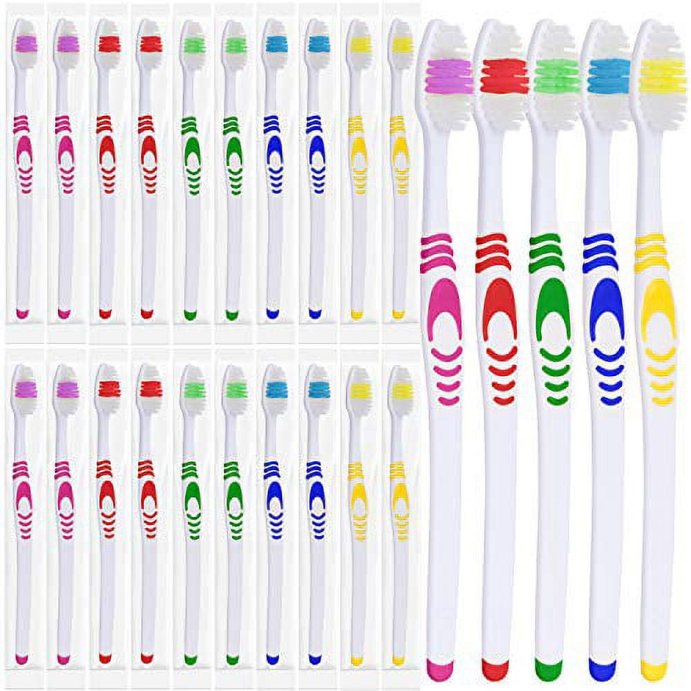 25 Bulk Toothbrushes | Individually Wrapped | Manual Disposable Travel ...